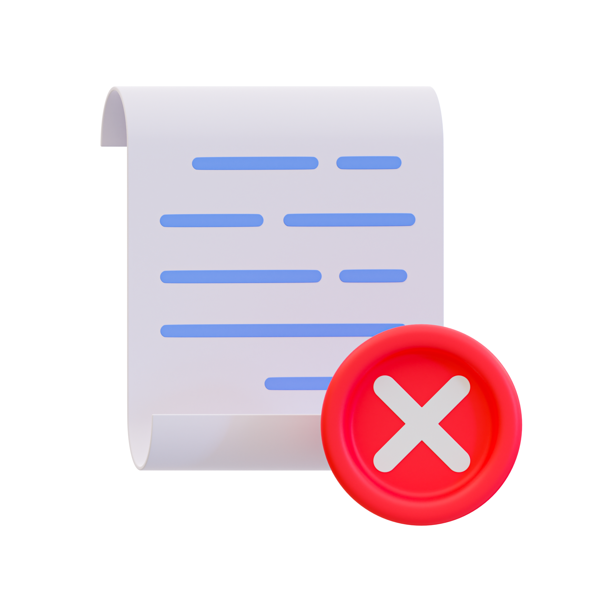 3d file incorrect. paperwork rejected. document with a red cross mark ... 3d file incorrect. paperwork rejected. document with a red cross mark ...