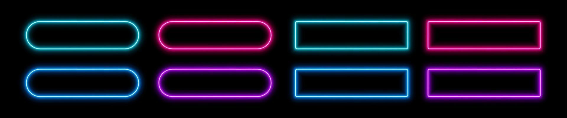 Neon button frames, coloful glowing borders, isolated UI elements. 20717272 Vector Art at Vecteezy