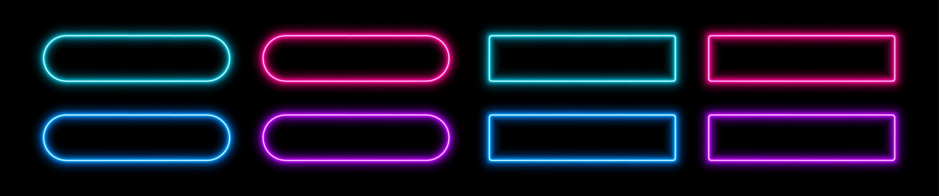 Neon button frames, coloful glowing borders, isolated UI elements. 20717272 Vector Art at Vecteezy
