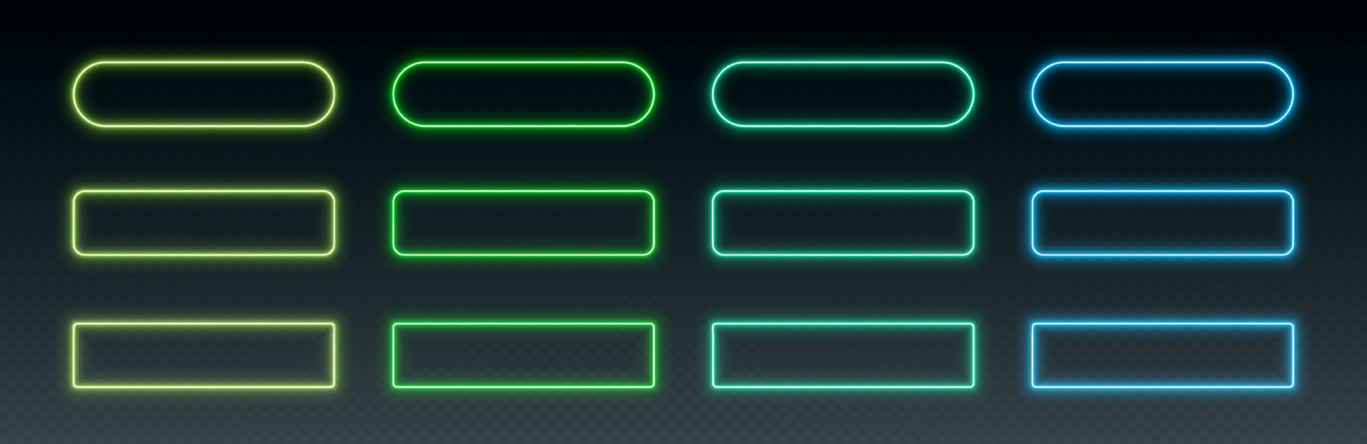 Neon button frames, coloful glowing borders, isolated UI elements. 20717279 Vector Art at Vecteezy