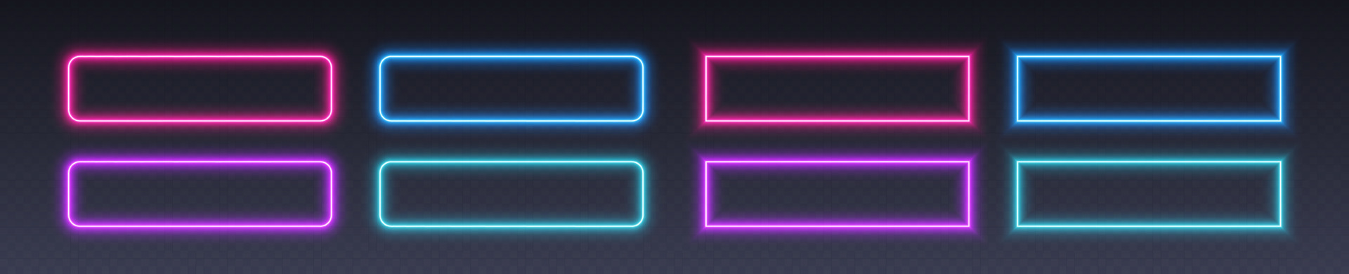 Neon button frames, coloful glowing borders, isolated UI elements. 20717315 Vector Art at Vecteezy