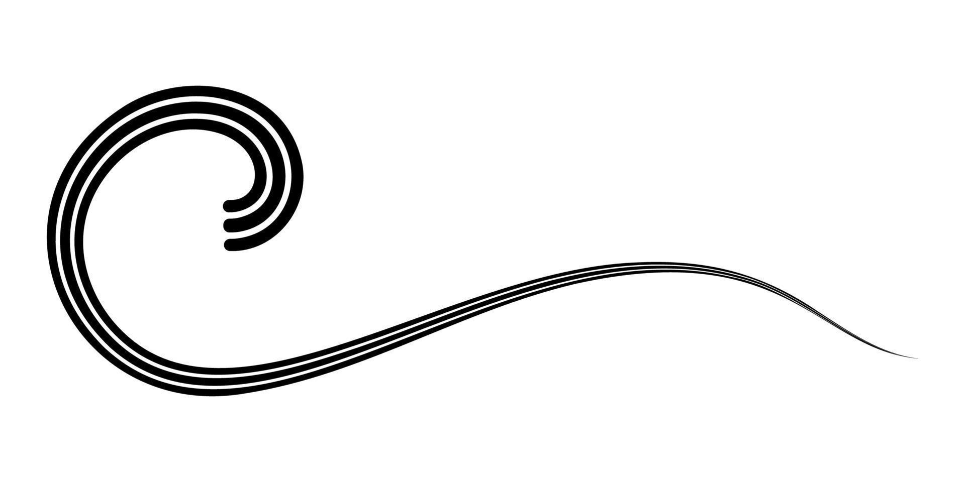 Curved triple line calligraphy, sea wave calligraphy vector element ... Curved triple line calligraphy, sea wave calligraphy vector element ...