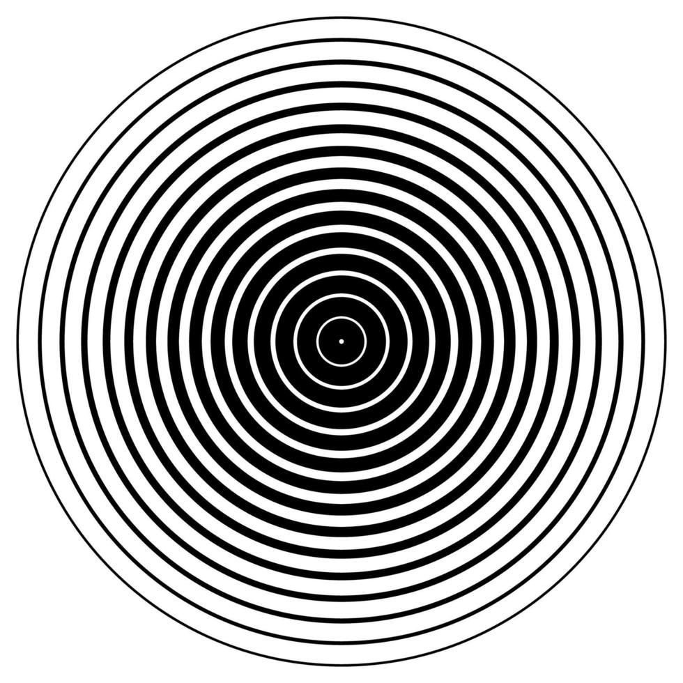 Concentric Circle Element Black And White Ring Abstract Sound Waves Stock Illustration