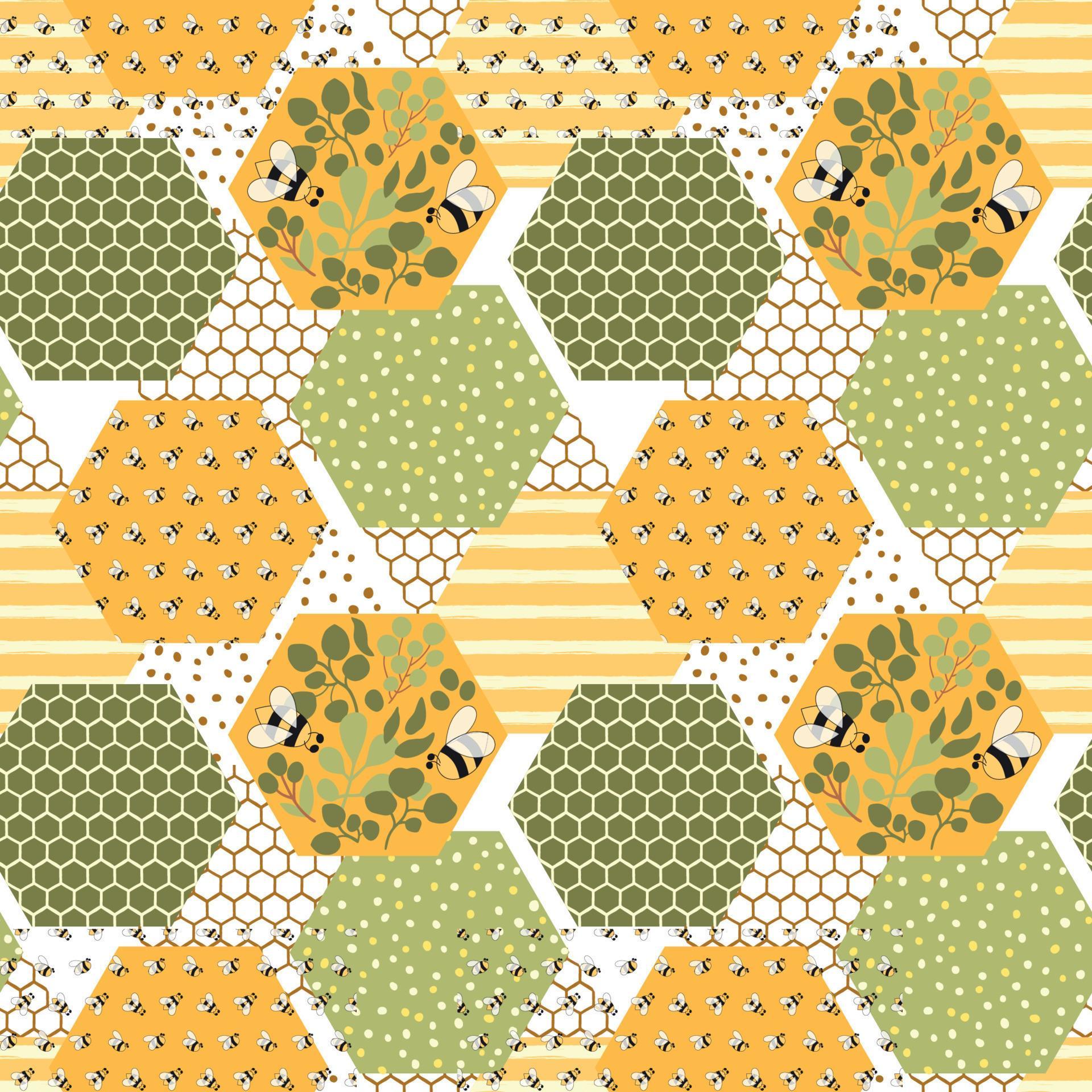 Bee honey pattern. Bee honeycomb seamless pattern. Beekeeping ... Bee honey pattern. Bee honeycomb seamless pattern. Beekeeping ...