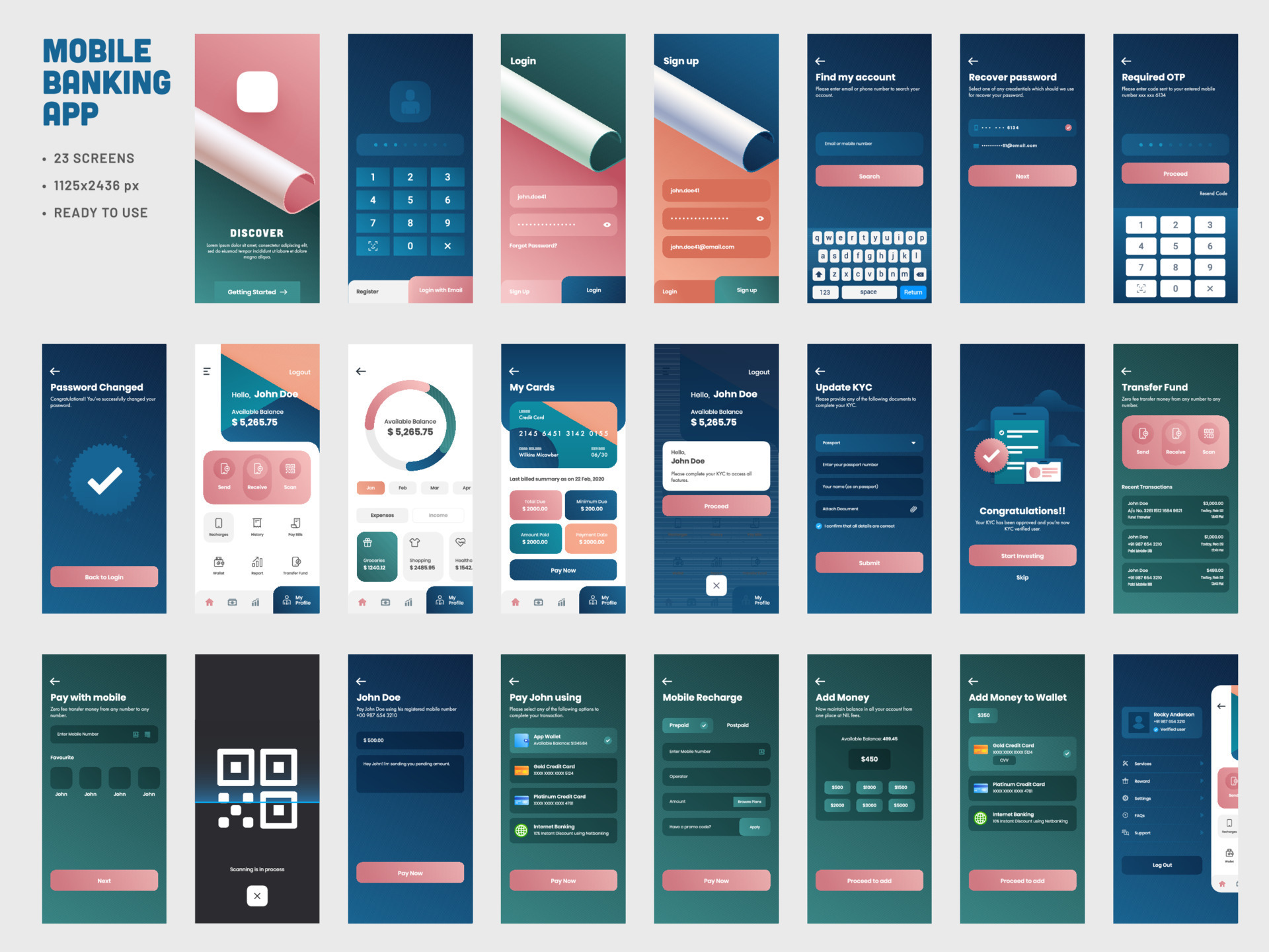 Mobile Banking App Ui Kit With Different Gui Layout Including Log In