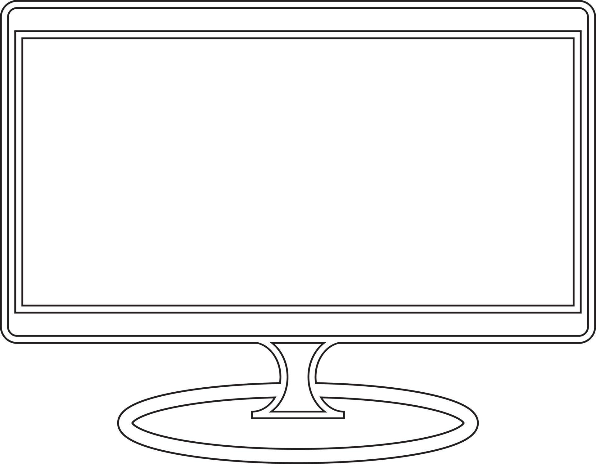 Computer or tv desktop screen monitor, digital electronics with black ...