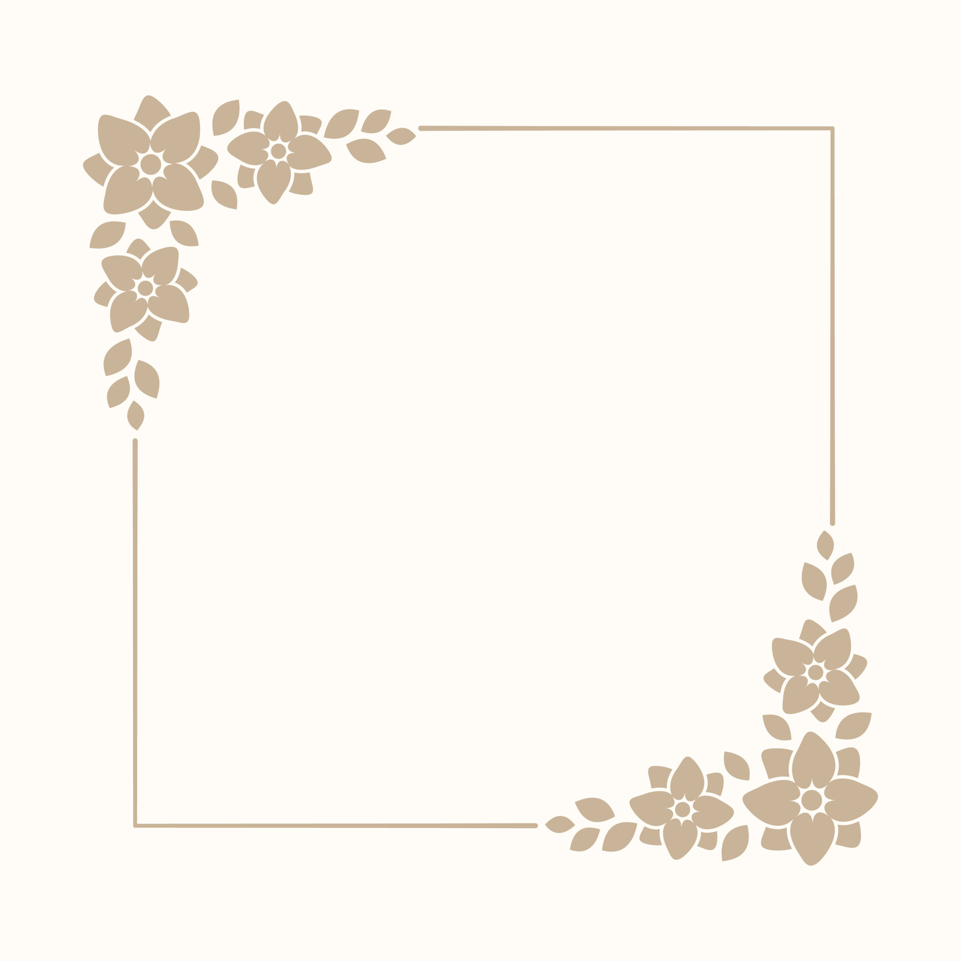 Floral beige square frame. Botanical boho border vector illustration ... Floral beige square frame. Botanical boho border vector illustration ...