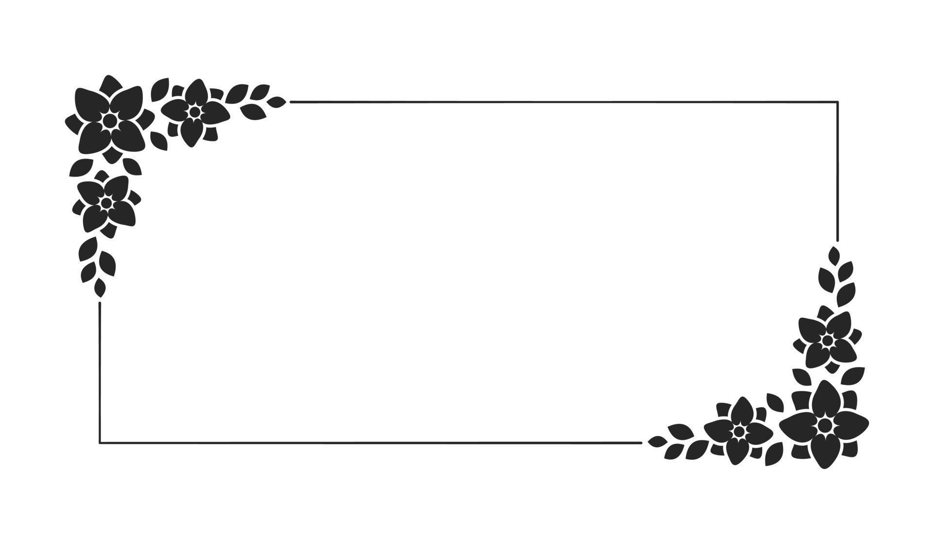 Floral botanical frame template. Rectangular border with vine and hand ...