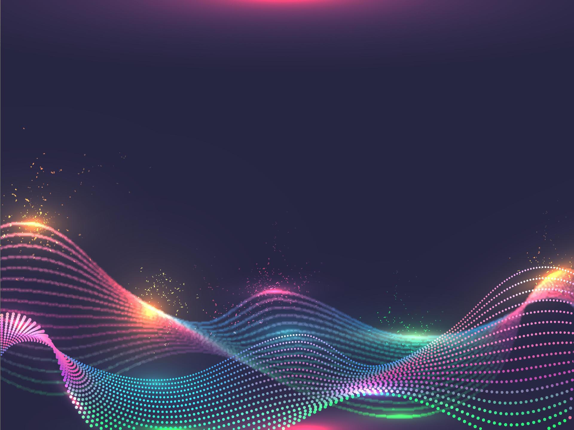 Lighting color effect digital flowing wave particles abstract ...