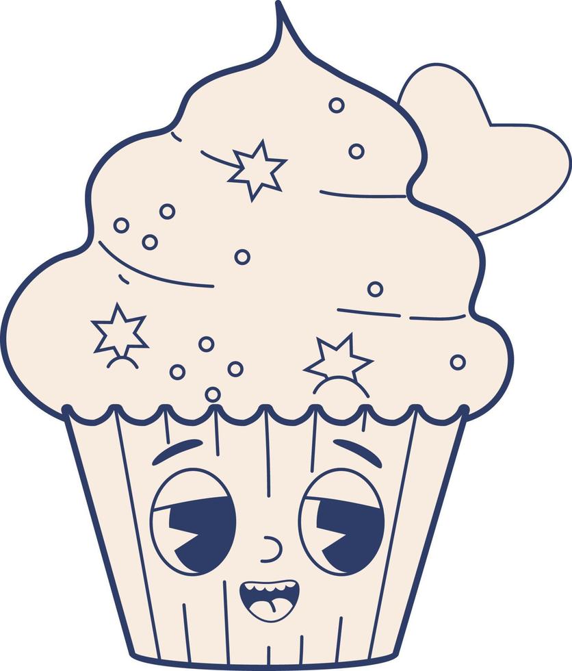 Retro groovy cake cupcake. Monochrome palette 20743624 Vector Art at ... Retro groovy cake cupcake. Monochrome palette 20743624 Vector Art at ...