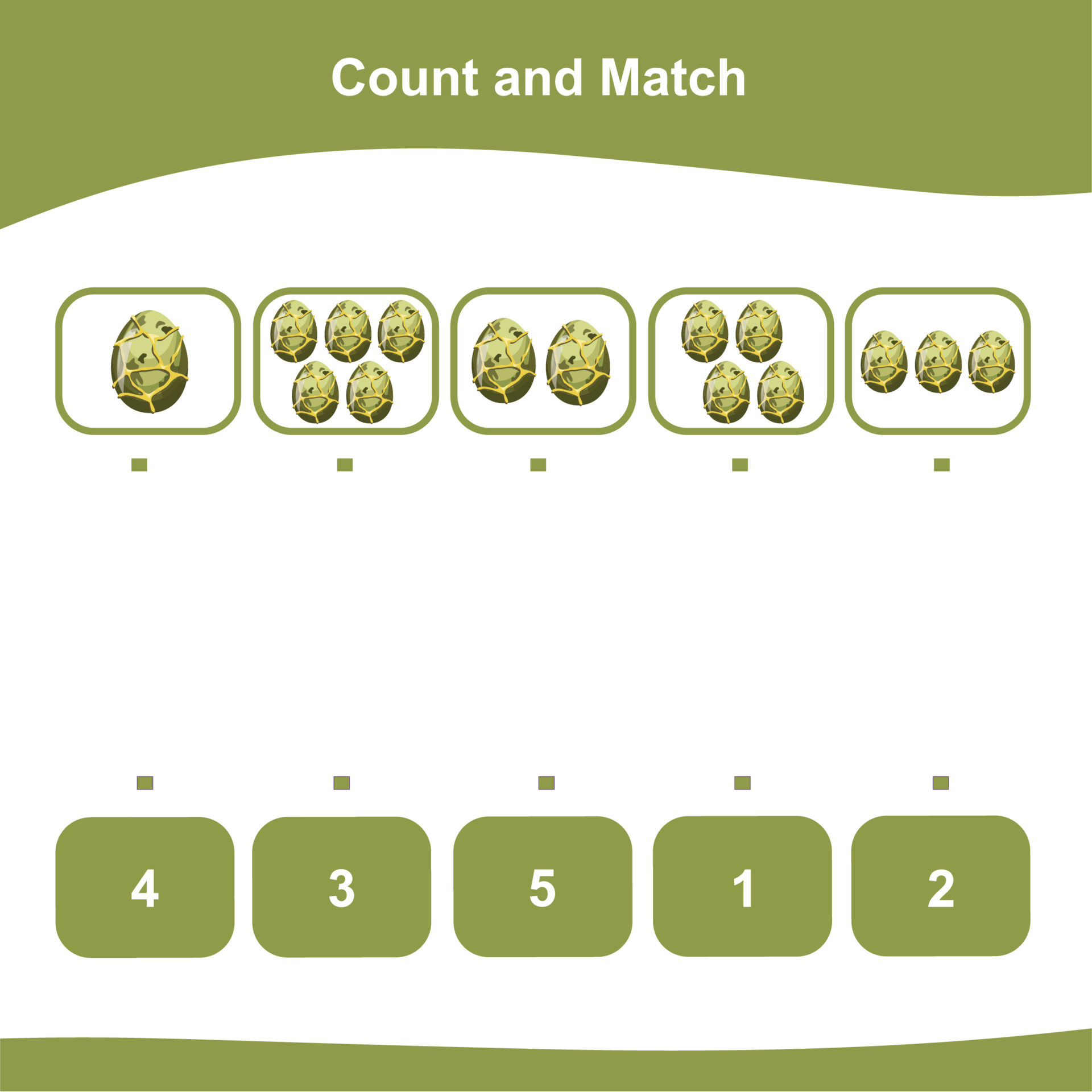 Counting and matching game for kids with Dinosaur eggs. Count and match ...