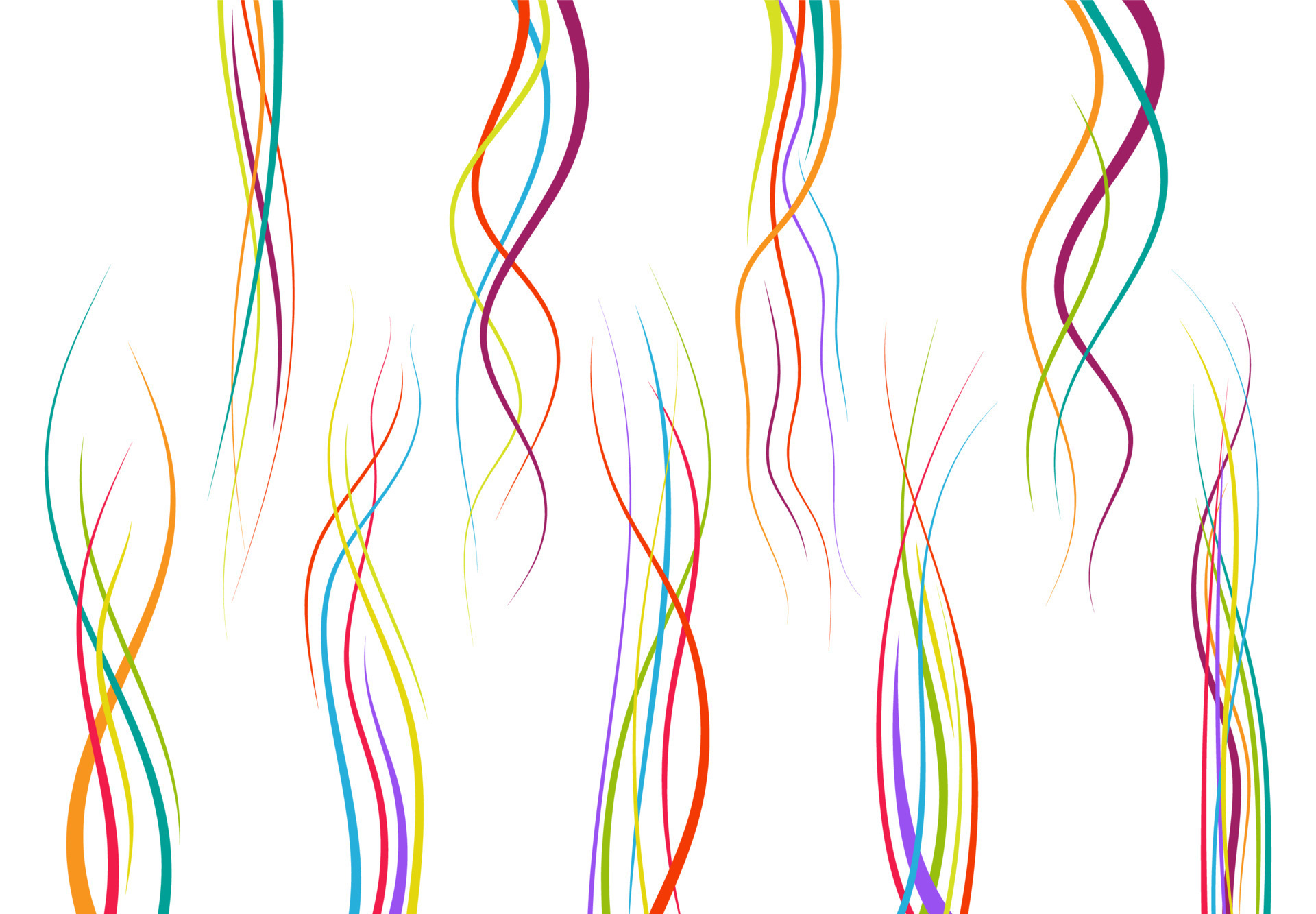 Set Of Abstract Color Curved Lines Wave Design Element Vector