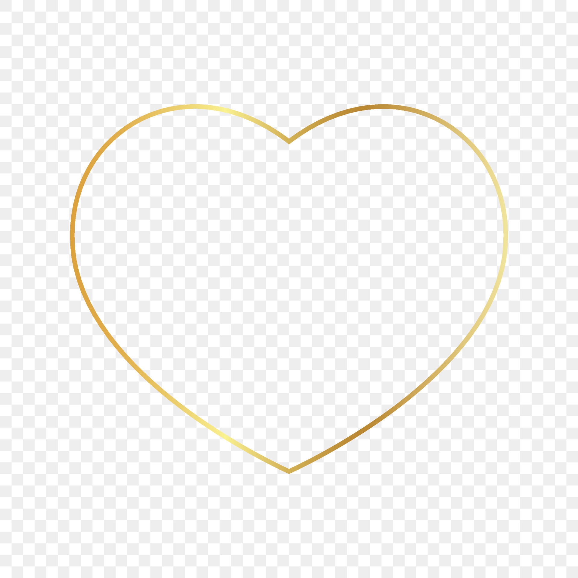 Gold glowing heart shape frame isolated on transparent background ...
