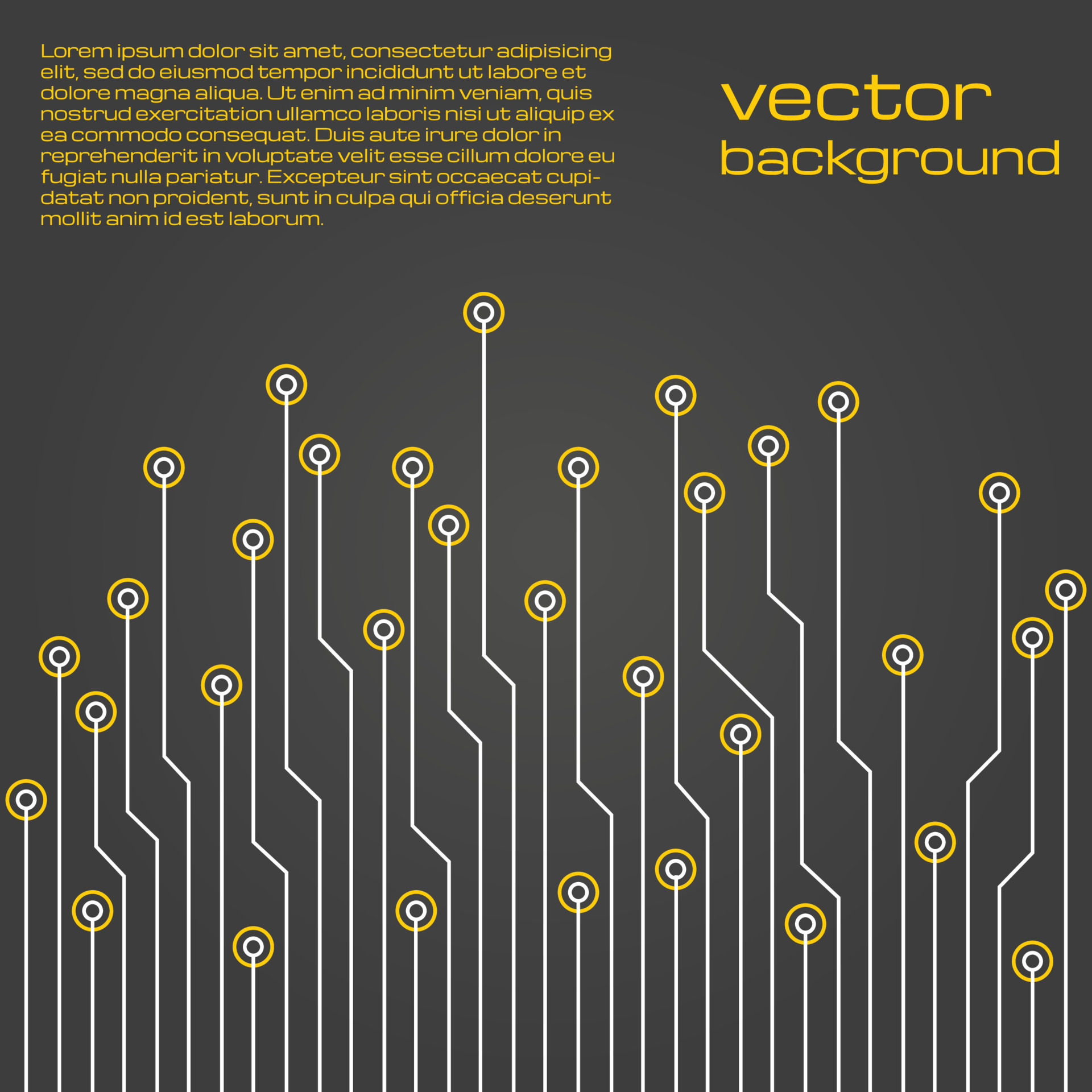 Abstract Technological Grey And Yellow Background With Elements Of The Microchip Circuit Board