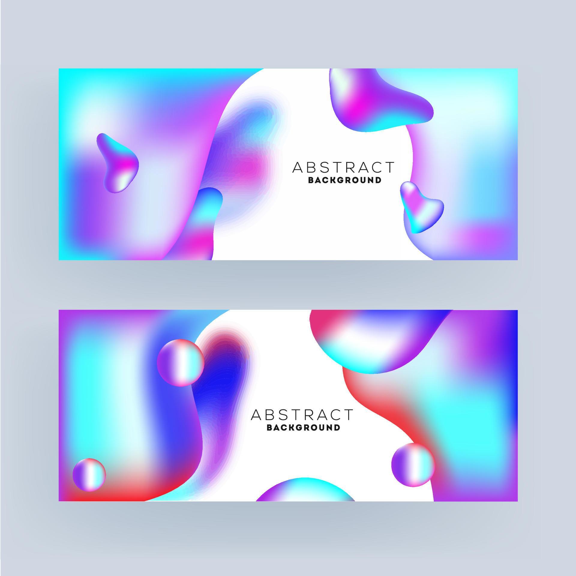 Set of Glossy Gradient Fluid Art Abstract Background. 20746183 Vector ...