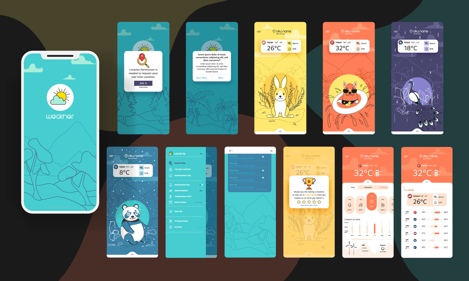 Trendy Mobile App Weather Widget Ui Kit Template Design 20746629 Vector Art At Vecteezy