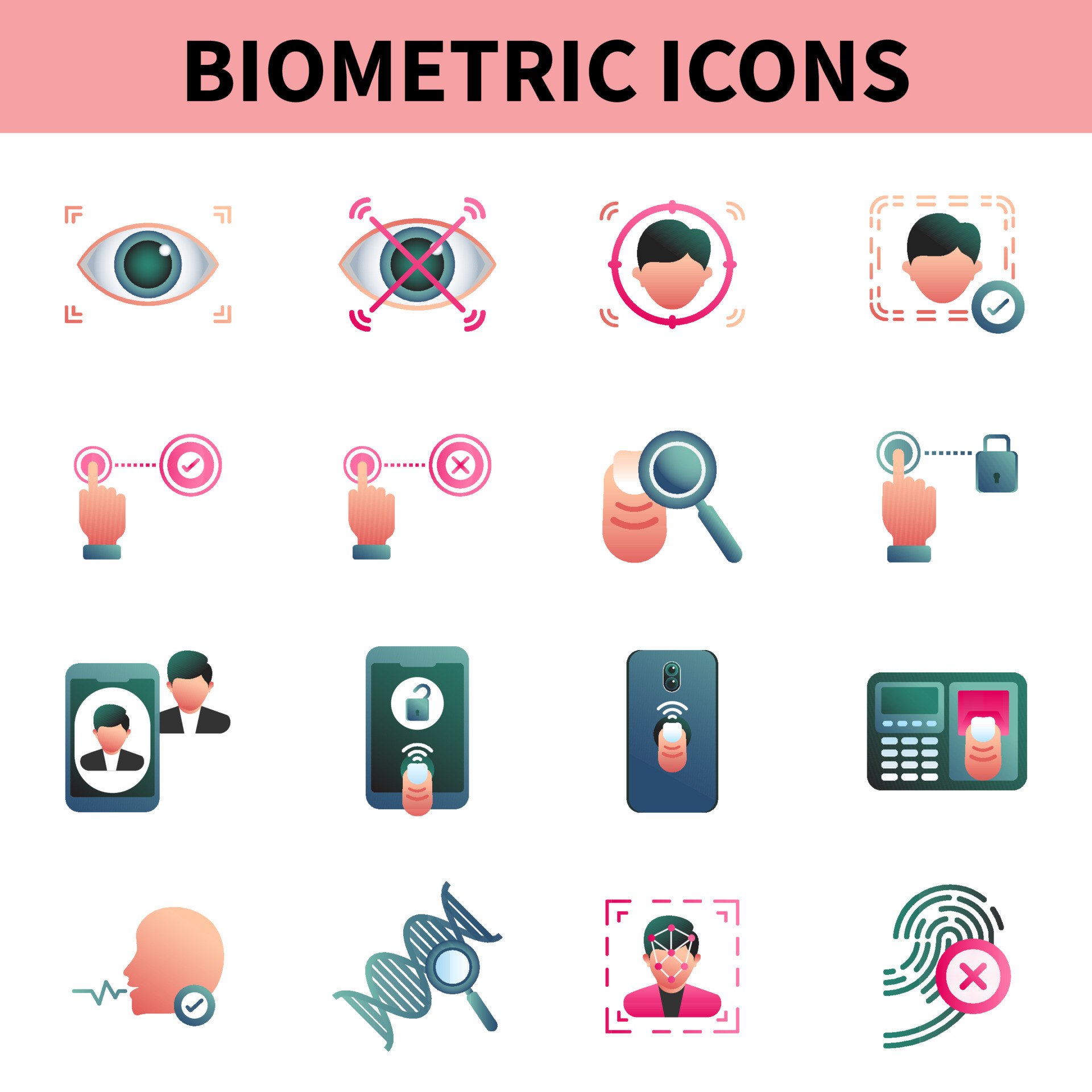 Vector Illustration Of Biometric Icons 20747075 Vector Art At Vecteezy