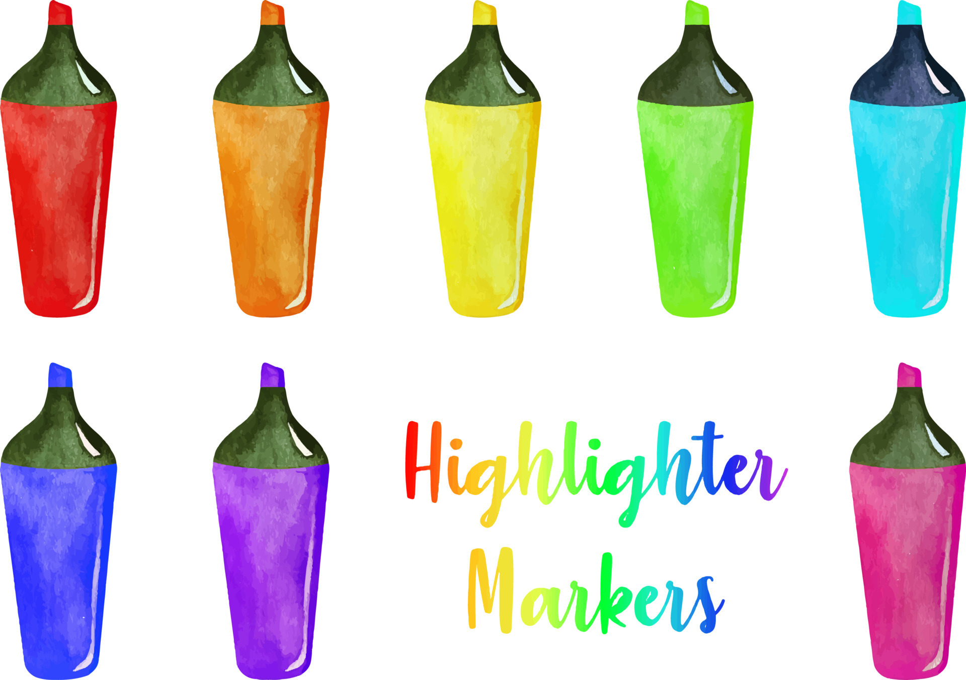 watercolor realistic multi-colored marker isolated on white back ... watercolor realistic multi-colored marker isolated on white back ...