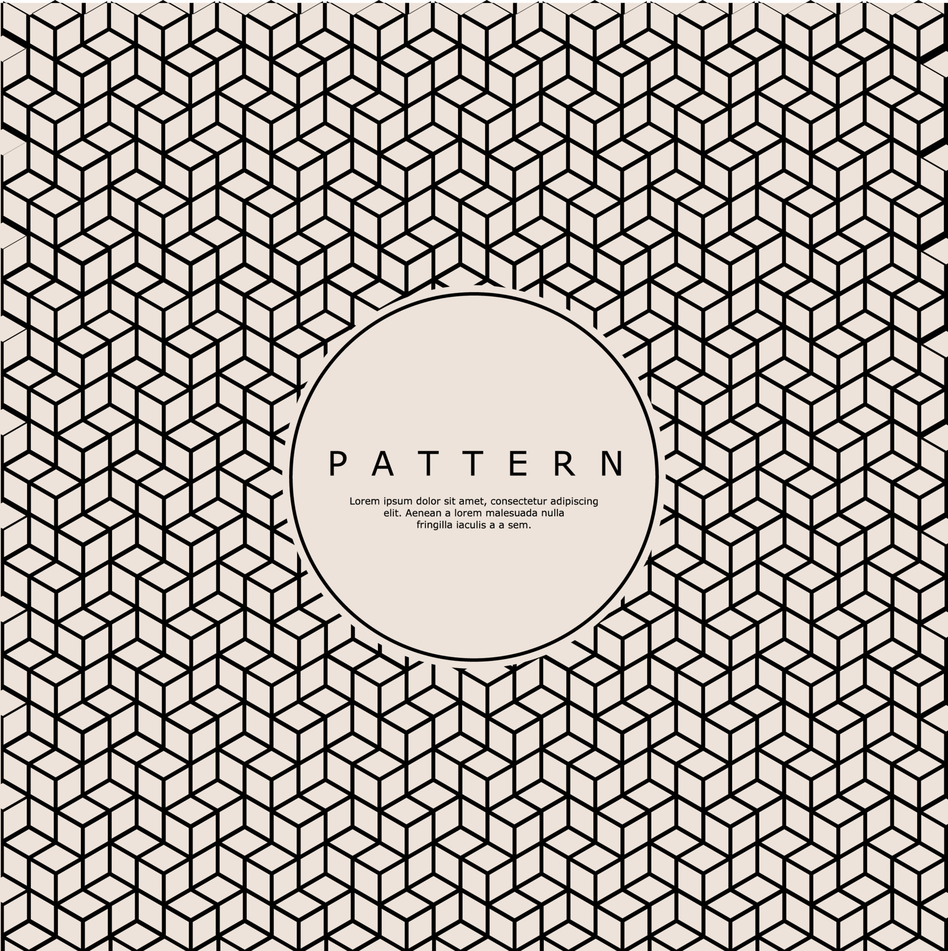 Decorative line box abstract pattern template. Modern simple cube lines ...