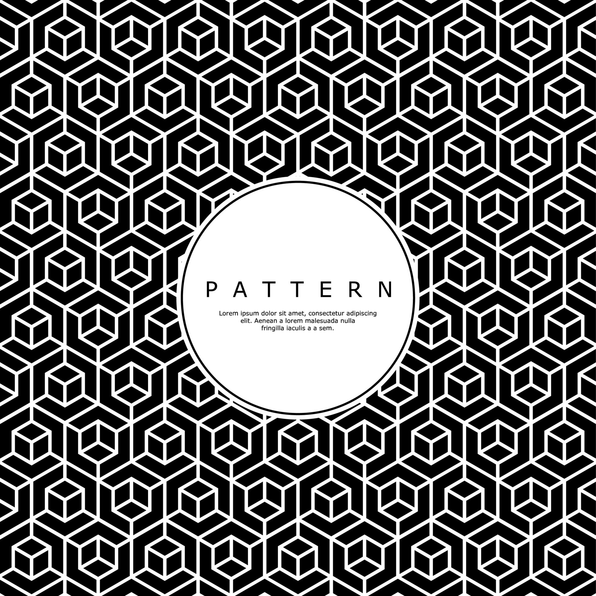 Modern black box line abstract pattern design. Minimalist hexagonal ...