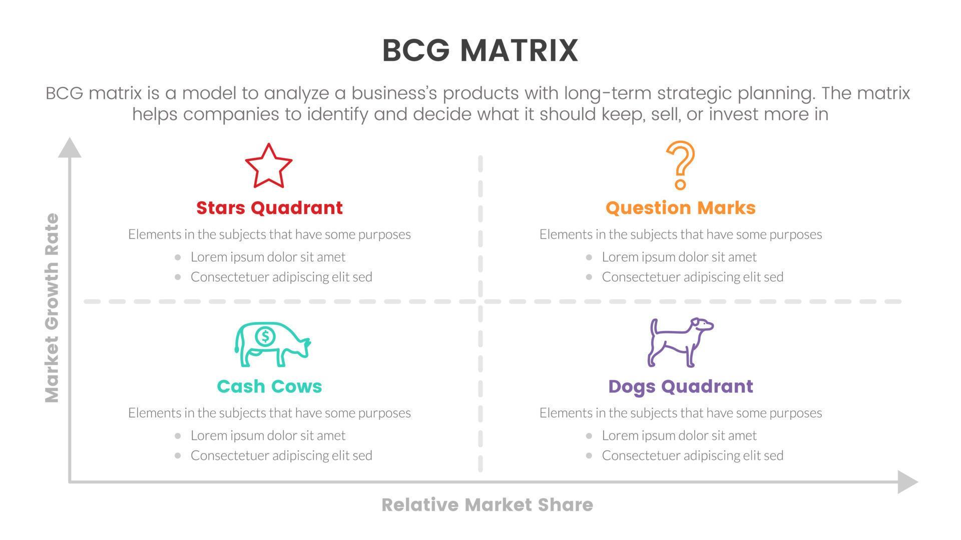 bcg growth share matrix infographic data template with clean simple diagram concept for slide ...