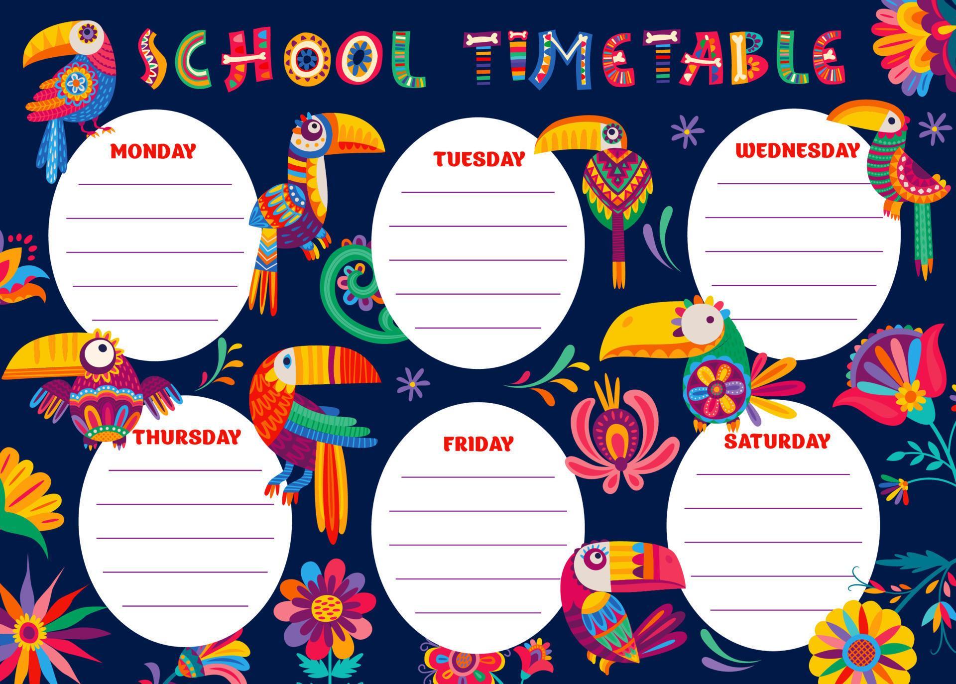Timetable schedule, Brazilian Mexican toucan birds 20772094 Vector Art ... Timetable schedule, Brazilian Mexican toucan birds 20772094 Vector Art ...