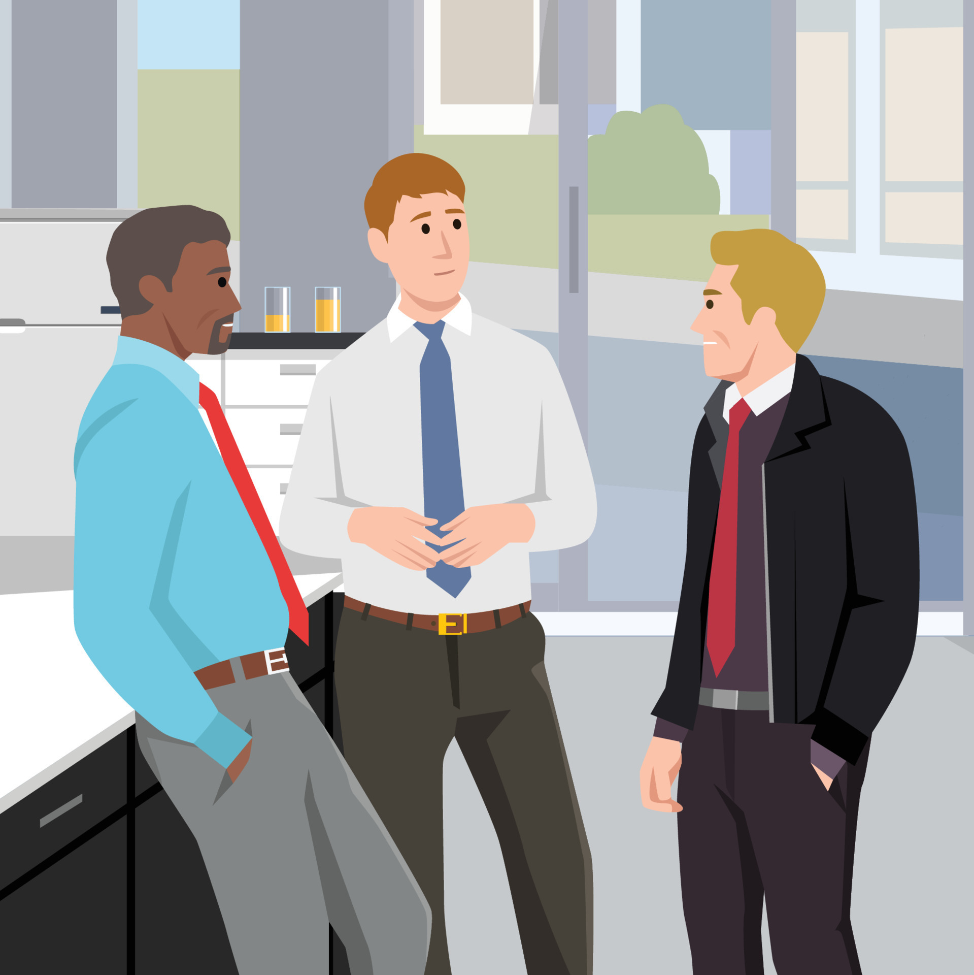 Colleagues In Office Flat Vector Illustration Coworkers Relaxing