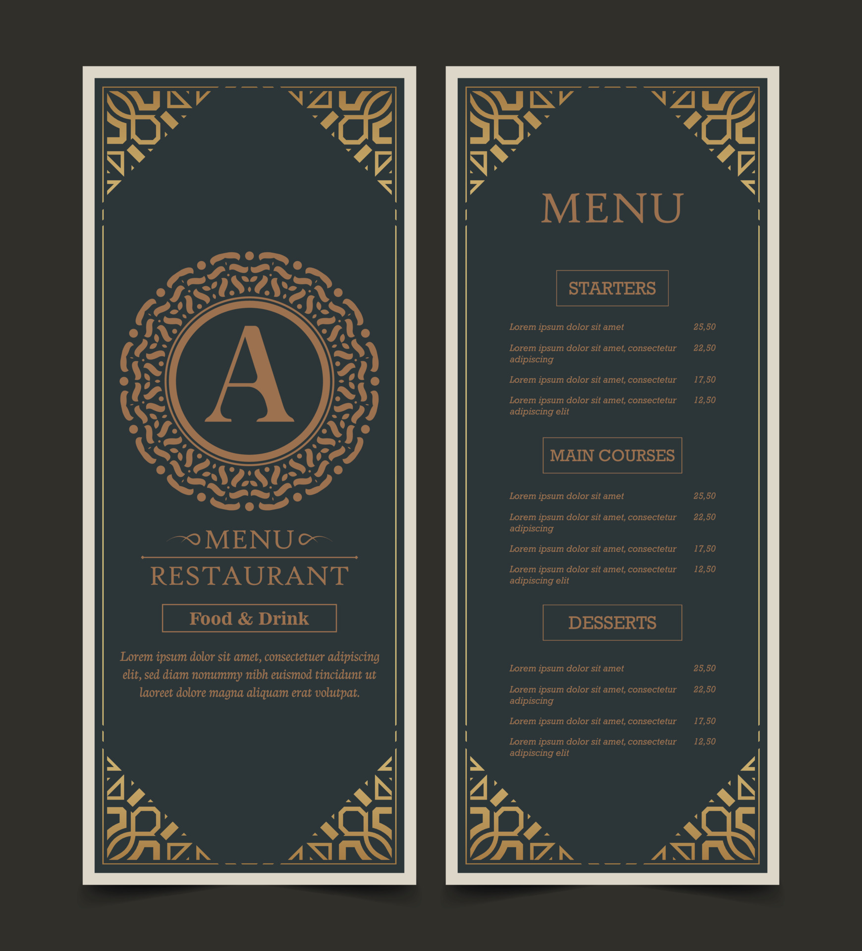 Luxury Menu Layout with Ornamental Elements 20774494 Vector Art at Vecteezy