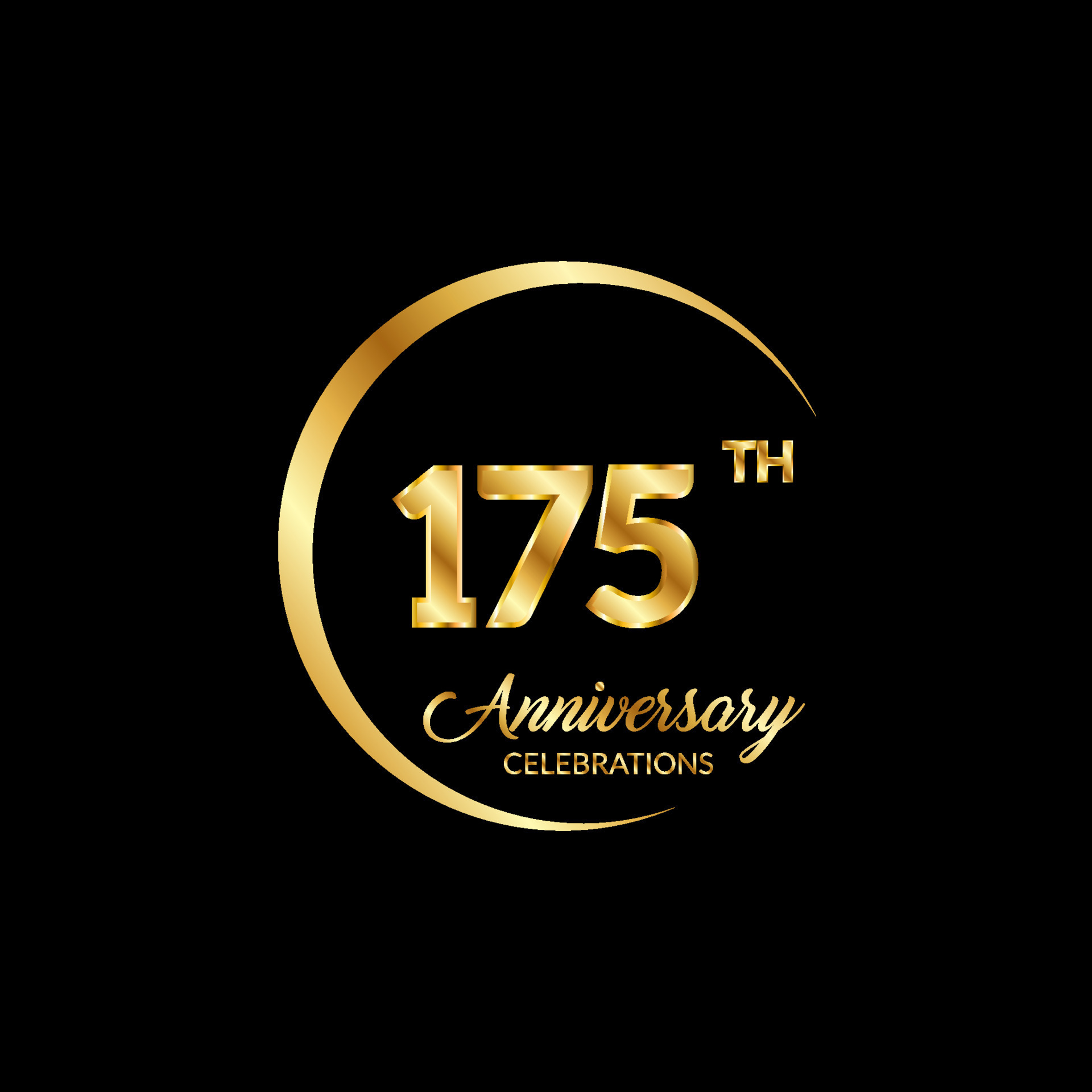 175 years anniversary. Anniversary template design concept with golden number , design for event ...