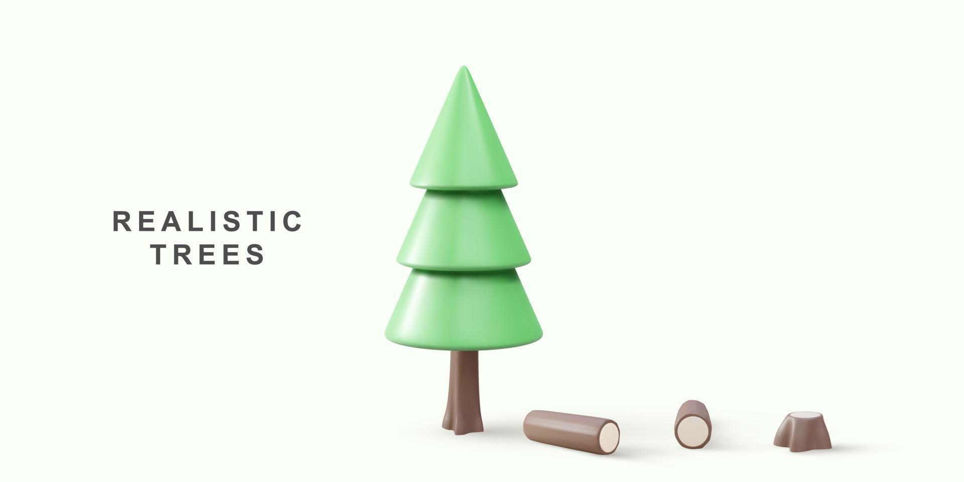 3d realistic trees. Vector illustration. 20782318 Vector Art at Vecteezy