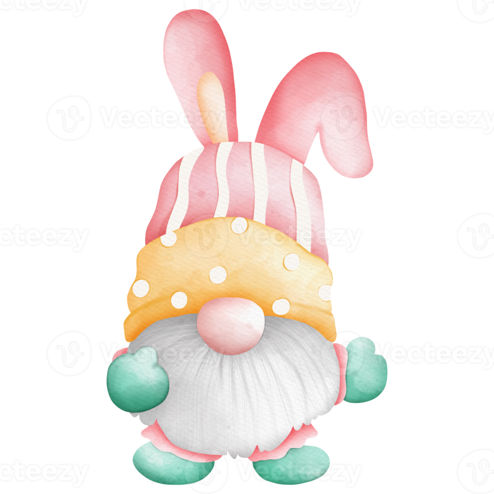 Free Watercolor Cute Easter Gnome Bunny Gnome Rabbit Gnome Easter