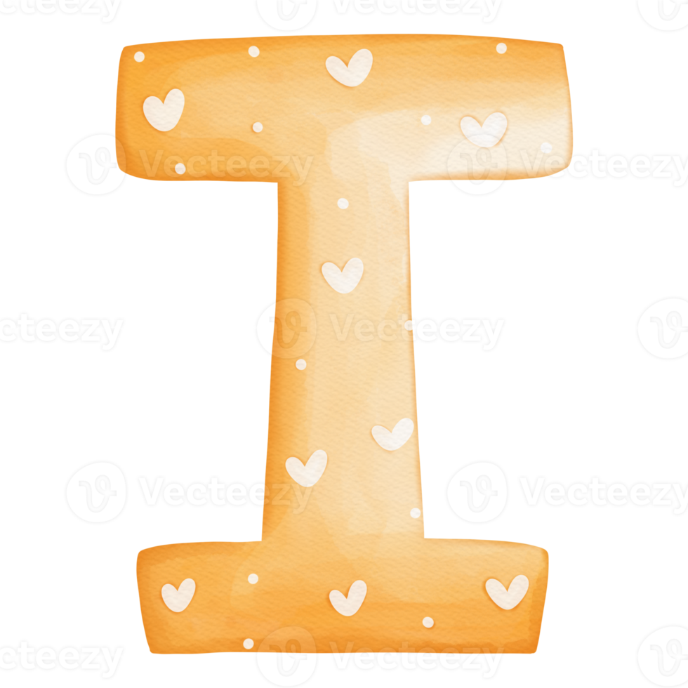 Watercolor I letter with heart, Valentine Element 20787248 PNG