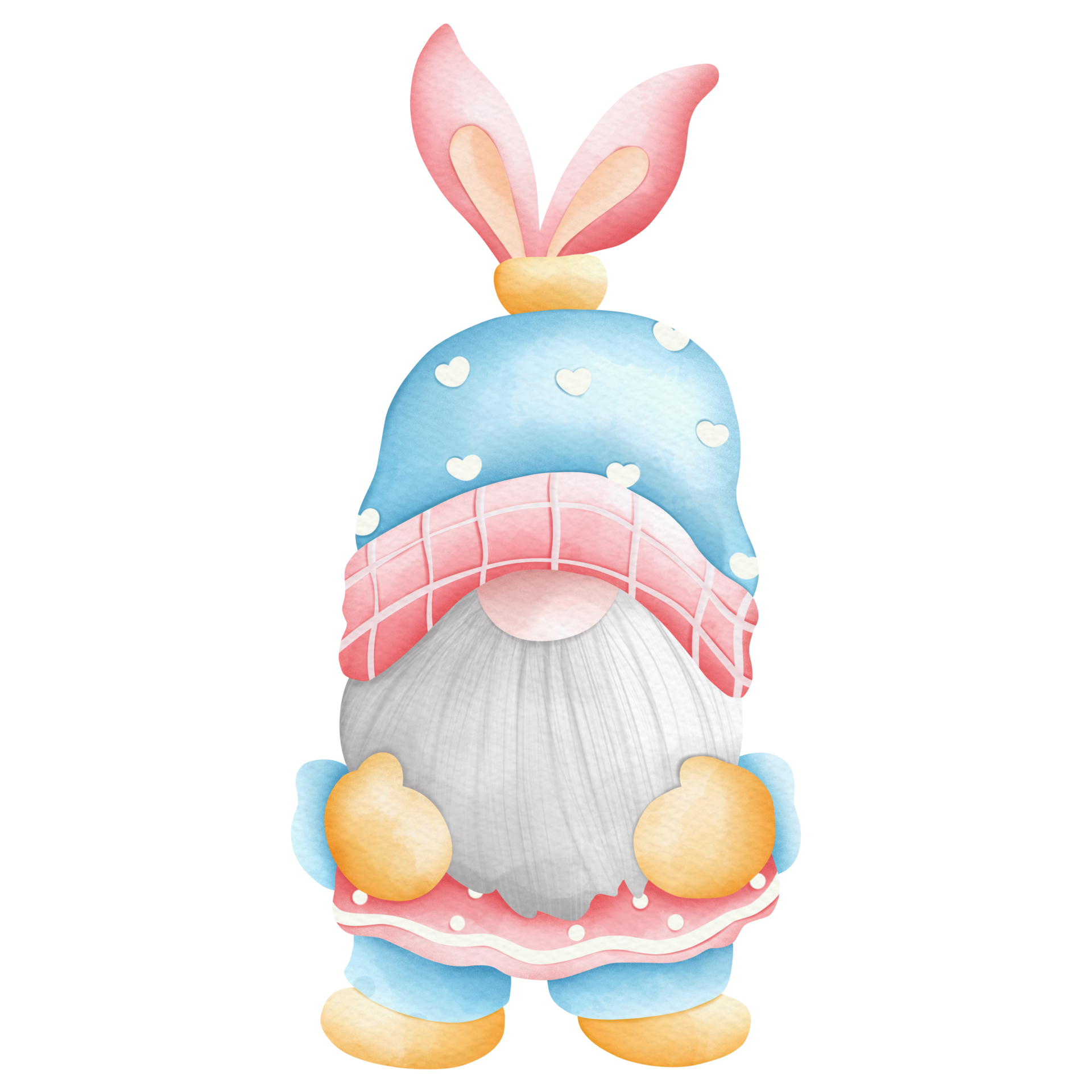 Watercolor cute easter gnome, bunny gnome, Rabbit Gnome Easter Elements ...