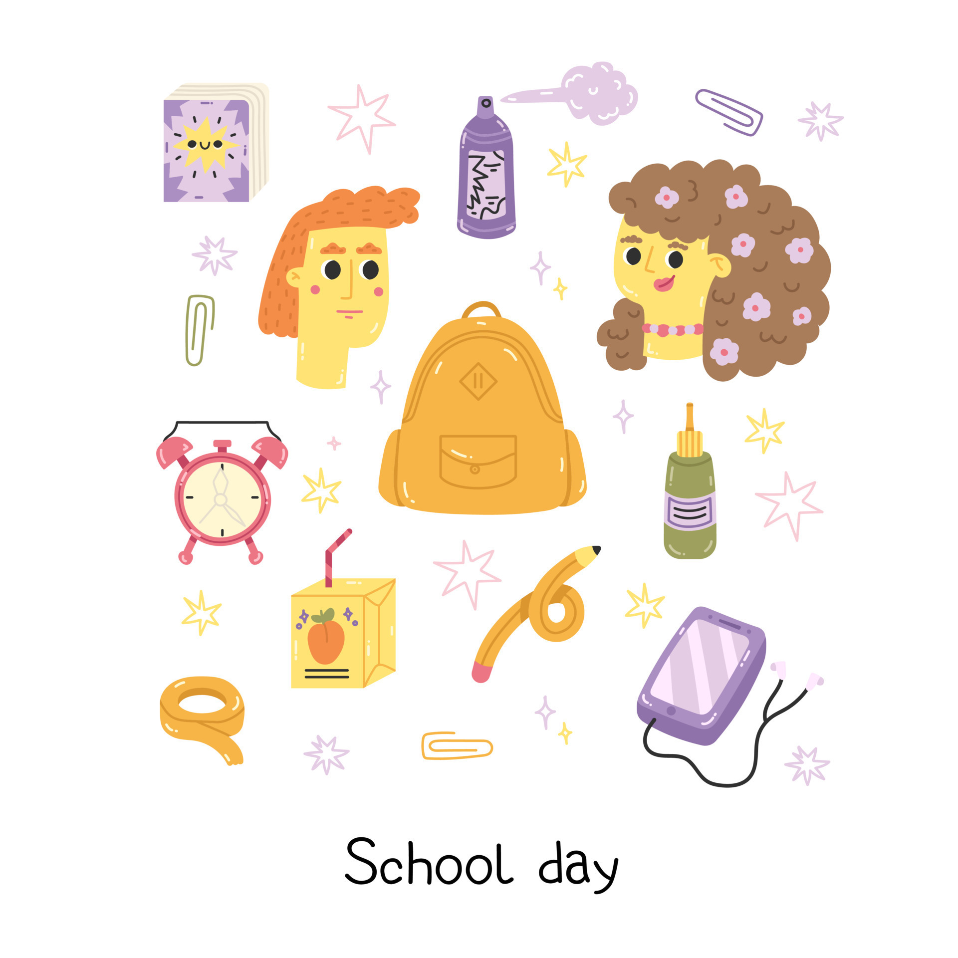 Collection of school hand draw stickers for study and daily routine ... Collection of school hand draw stickers for study and daily routine ...