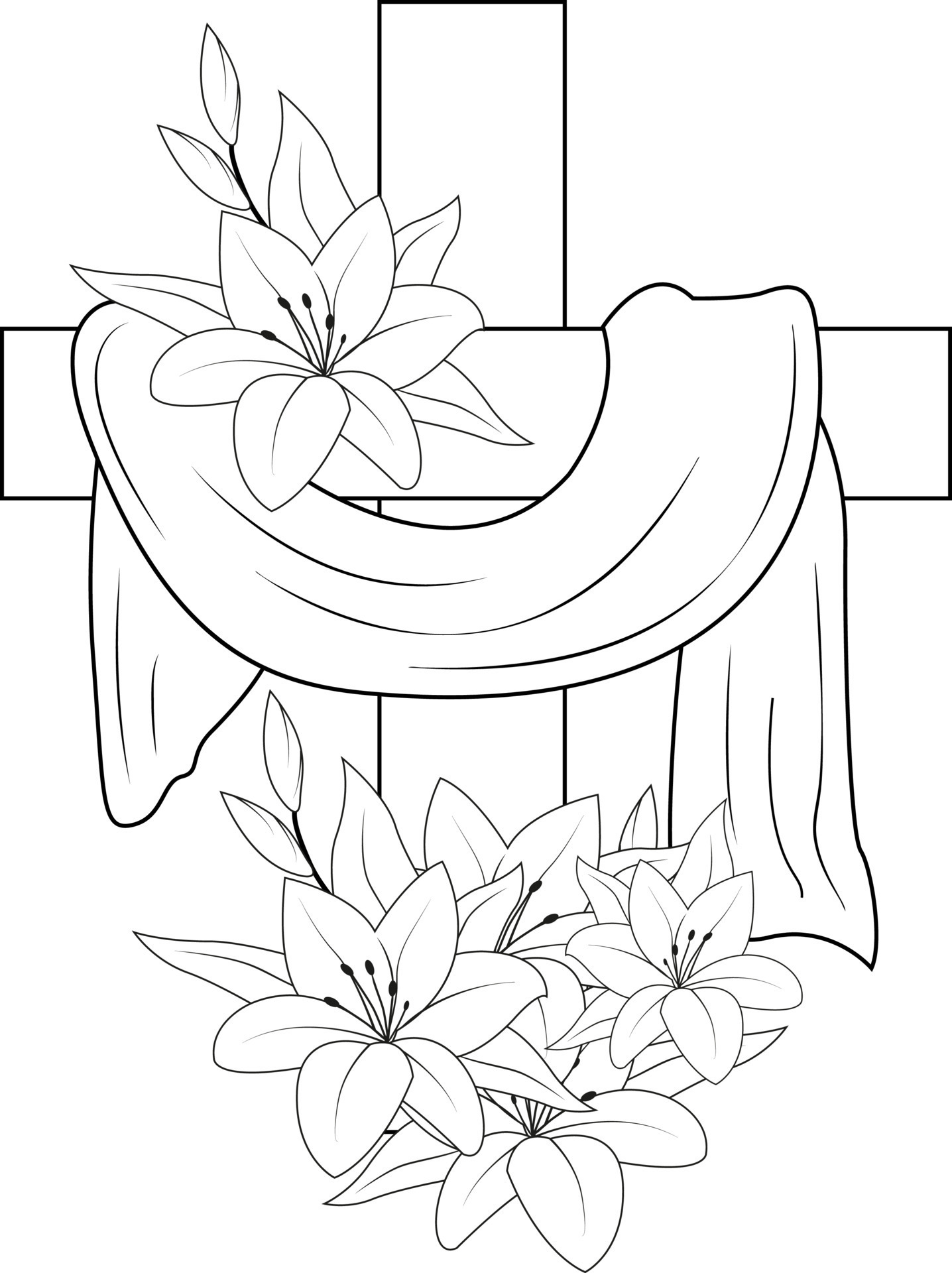Cross With Lilies Religious Christian Symbol Of Easter Shroud Easter cross-with-lilies-religious-christian-symbol-of-easter-shroud-easter
