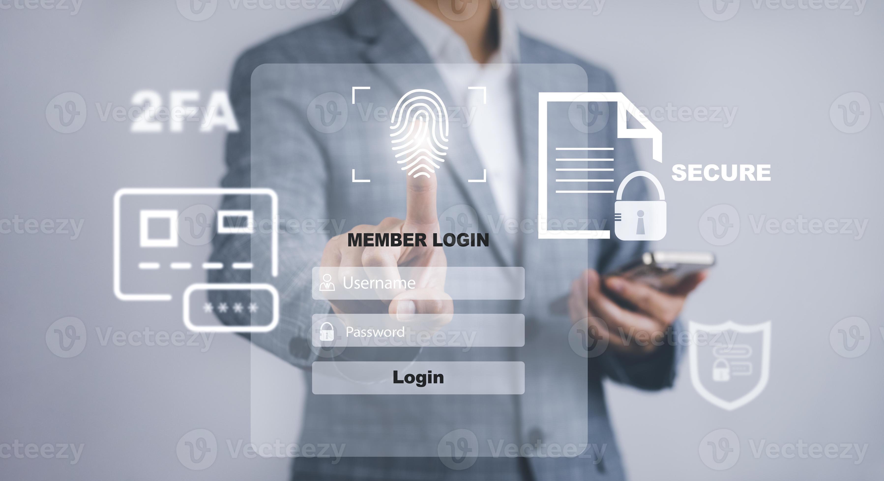 Businessman Touch Graph Scan The Protection System Cyber Security