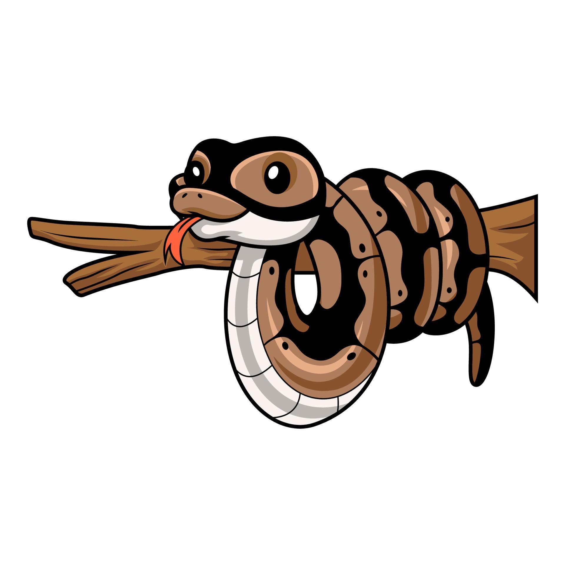 Cute ball python snake cartoon on tree branch 20805413 Vector Art at ...