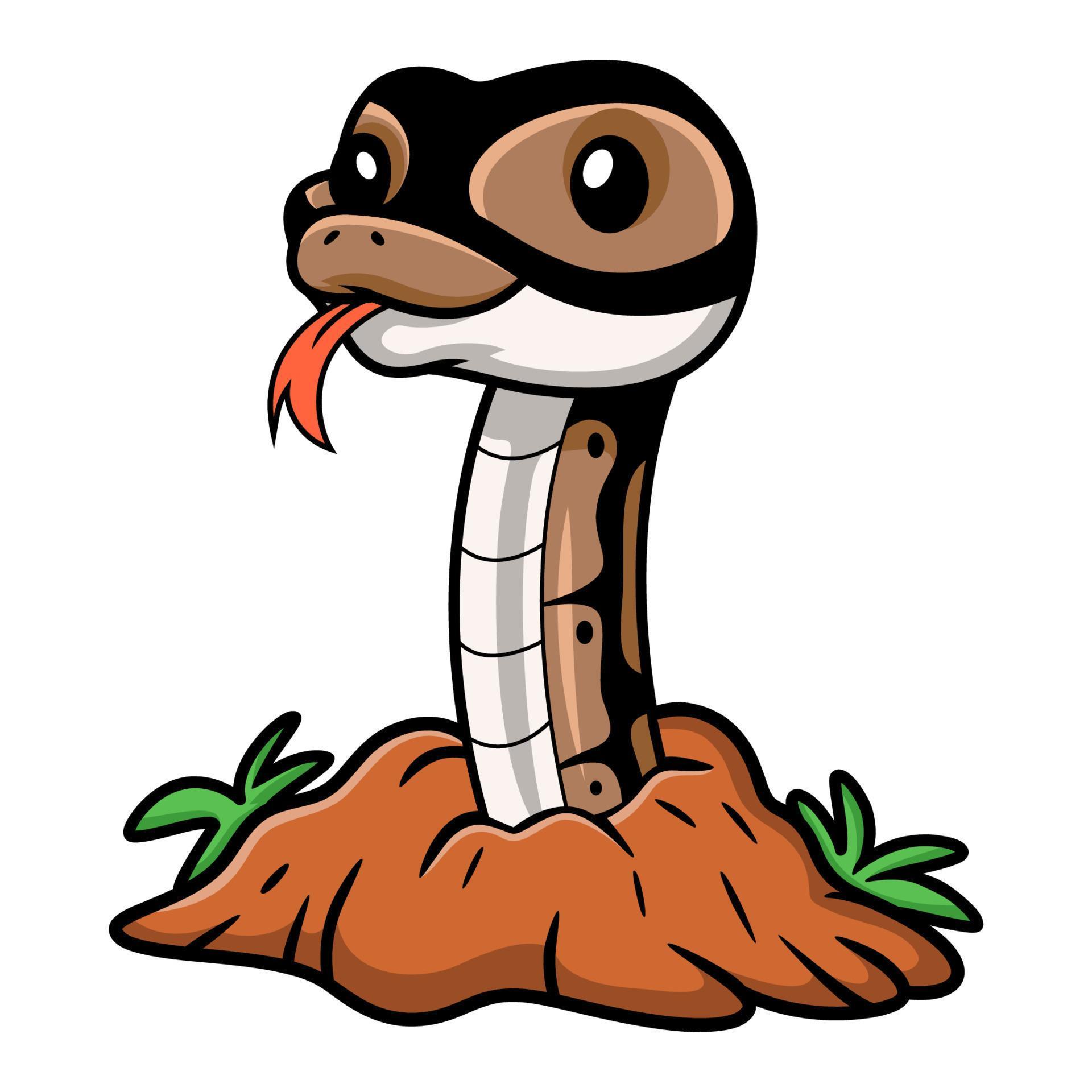 Cute ball python snake cartoon out from hole 20805426 Vector Art at ...