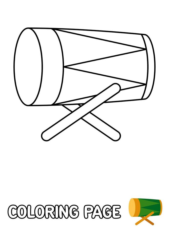 Coloring page with Drum for kids 20808758 Vector Art at Vecteezy