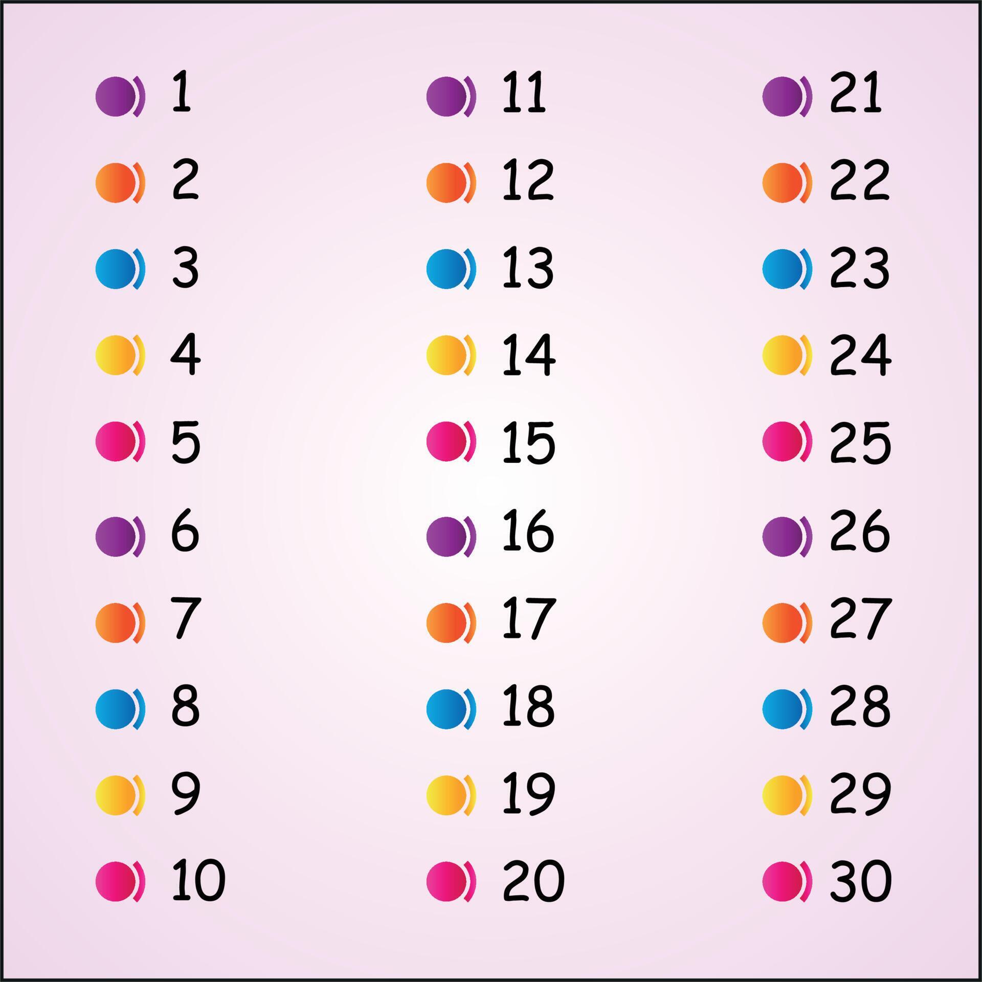 Circle Direction Number Bullet Points From One To Thirty 20817458 Circle Direction Number Bullet Points From One To Thirty 20817458