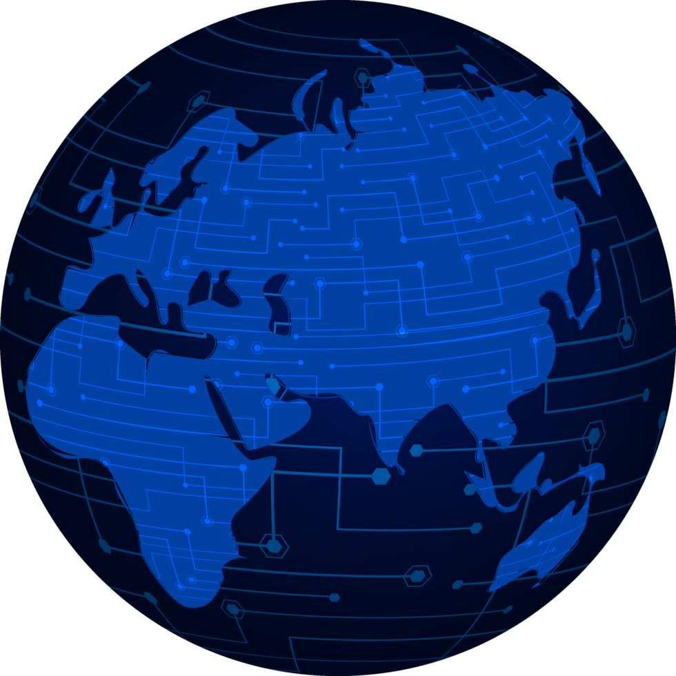 Modern Technology World Map Globe Crop Out 20818861 Png