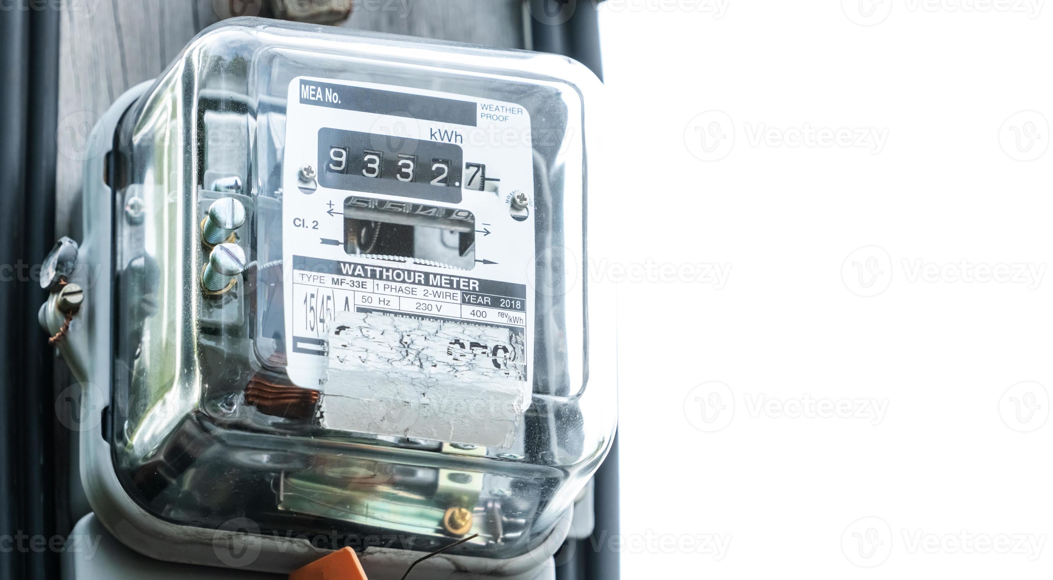 Watt hour meter. Electric power box meter measuring power usage in home ...