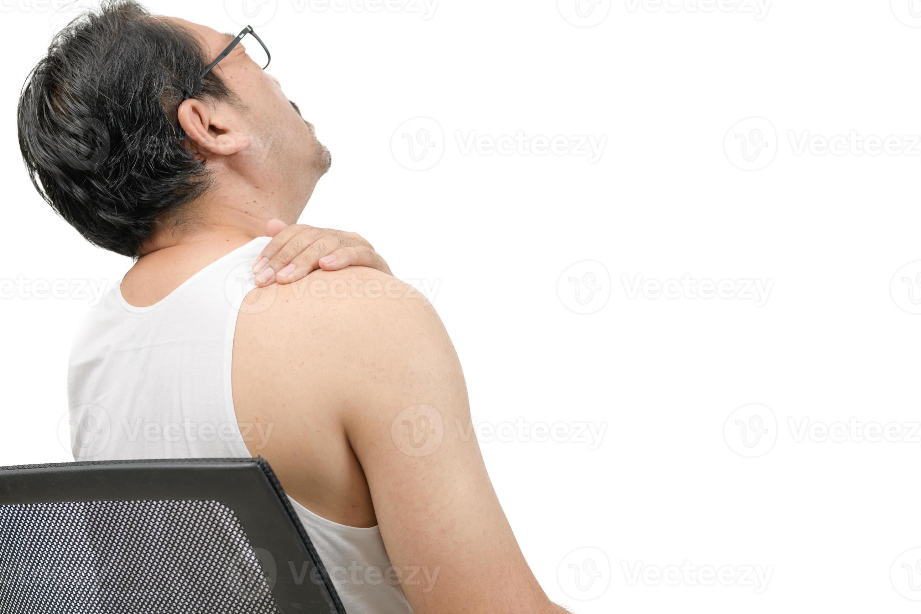 A middle aged man in white veat suffering from arm and shoulder pain isolated 20828518 Stock ...