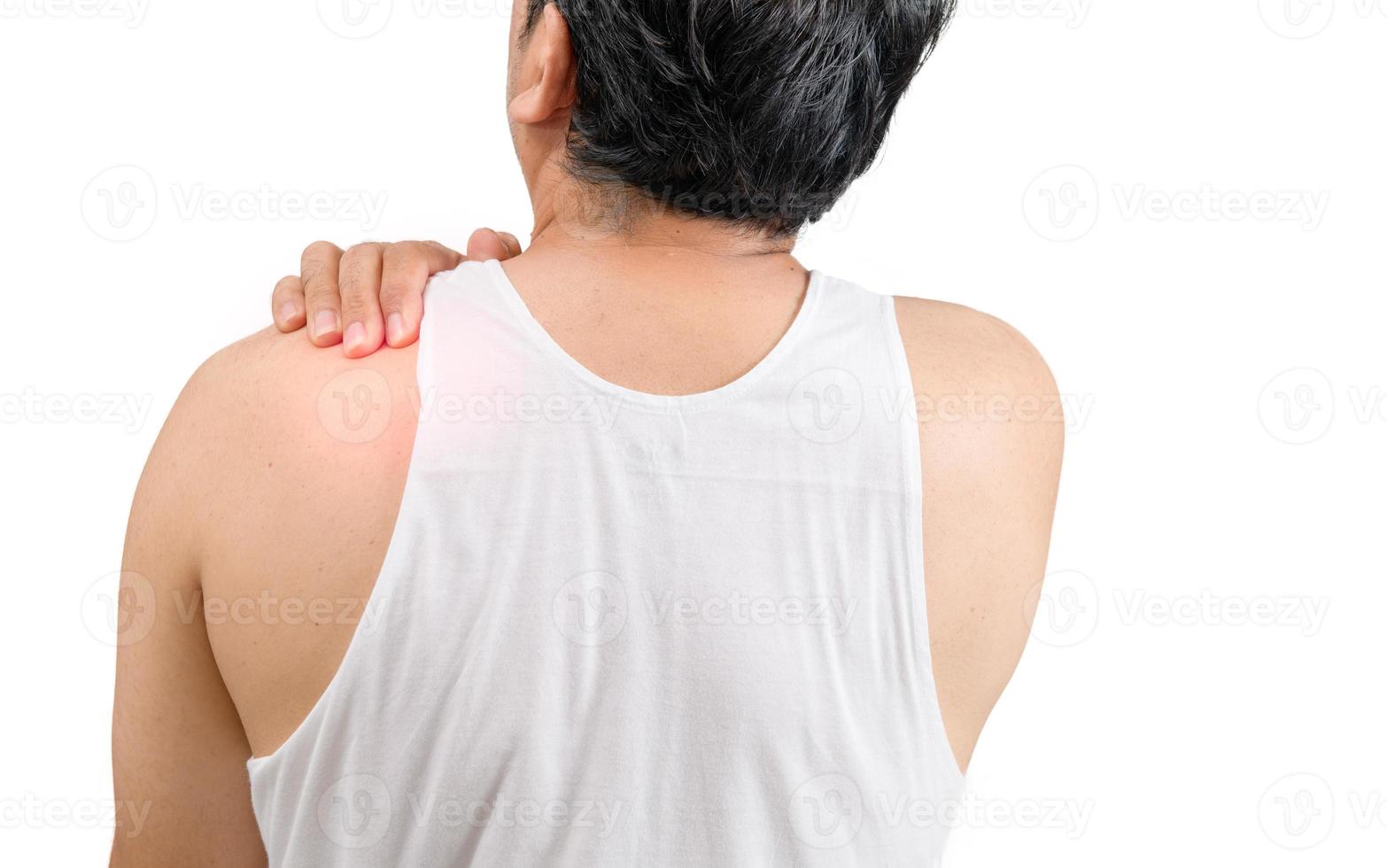 A middle aged man in white veat suffering from arm and shoulder pain isolated 20829010 Stock ...