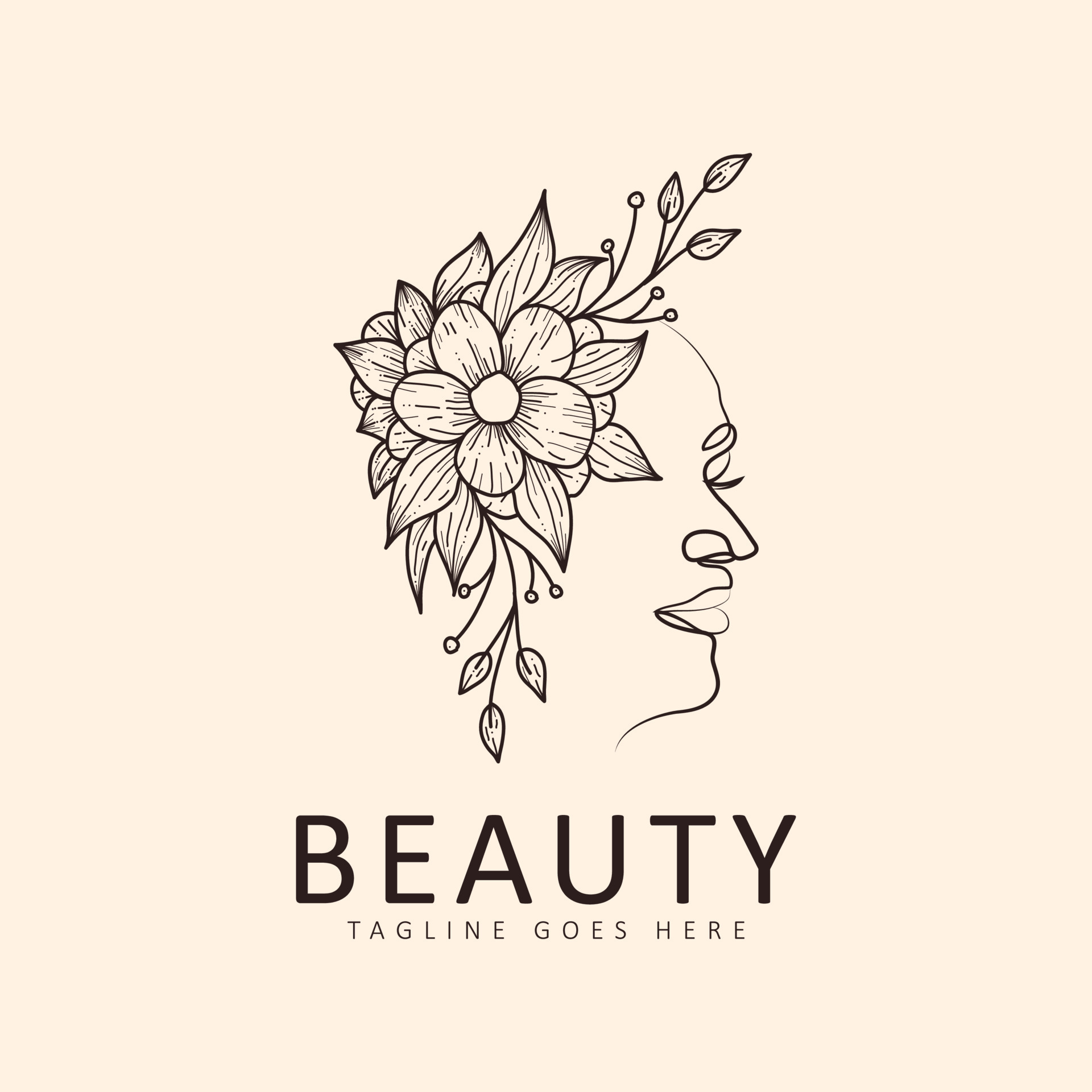 Abstract Woman Face One Line Drawing Minimalistic Beauty Woman With