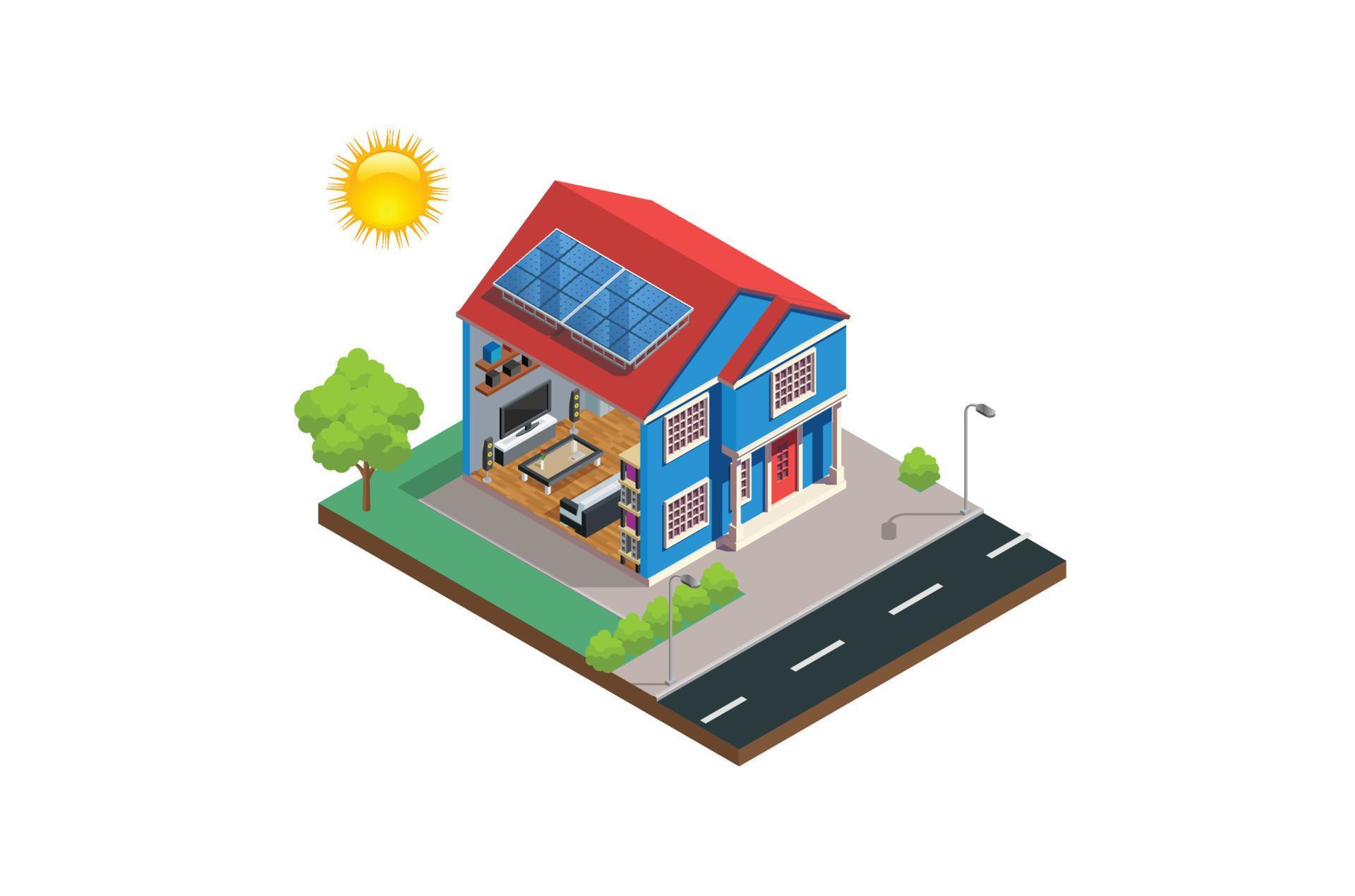 Modern Isometric solar cell diagram house system isometric vector, Suitable for Diagrams, And ...