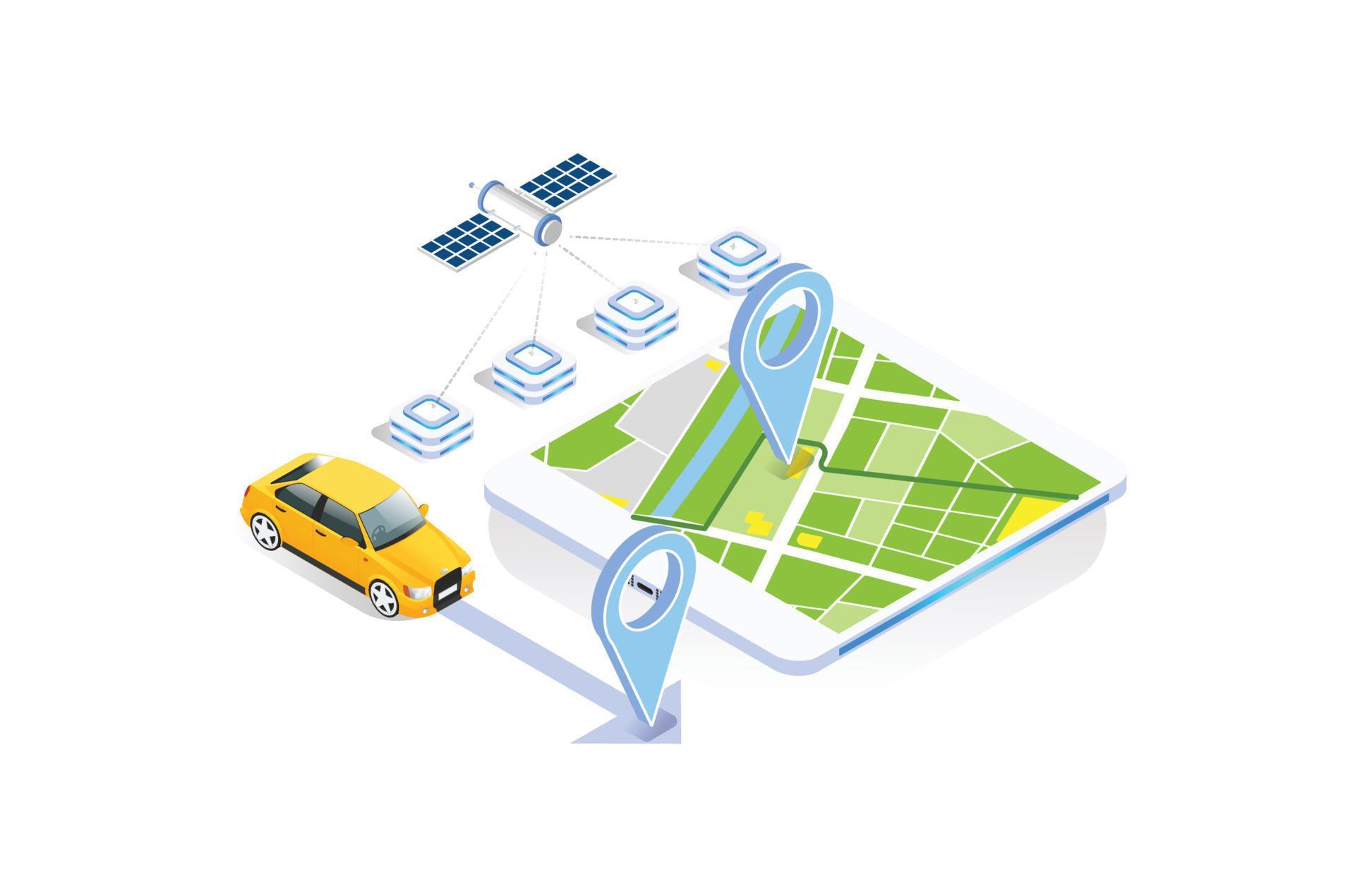 Modern Technology Gps Navigation App Concept In Isometric Vector