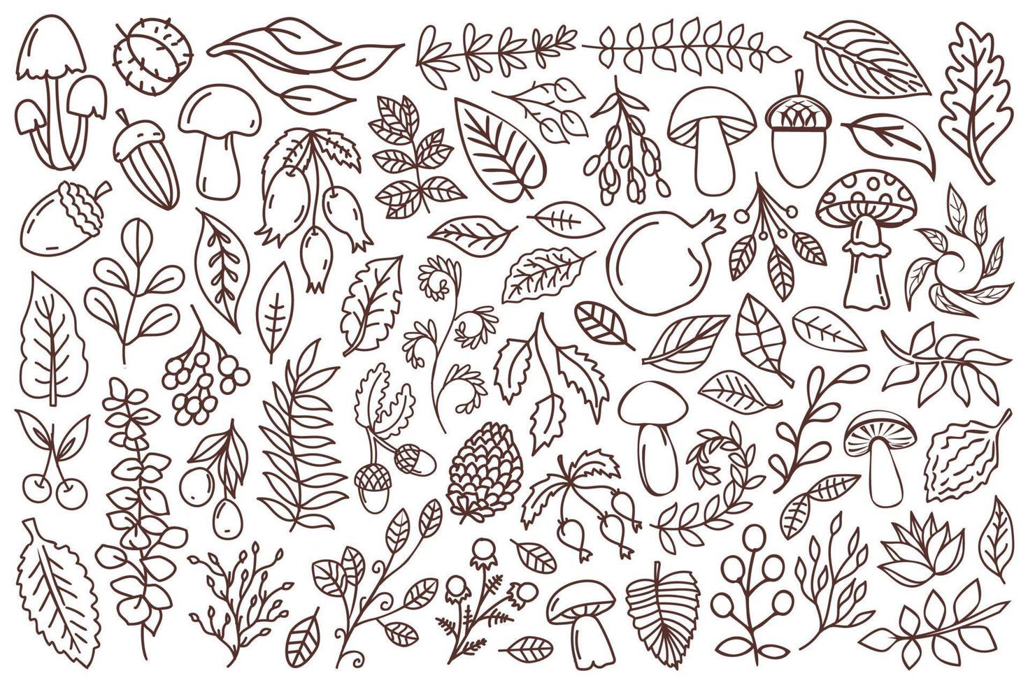 Line art nature design elements. Forest elements outline design set ... Line art nature design elements. Forest elements outline design set ...