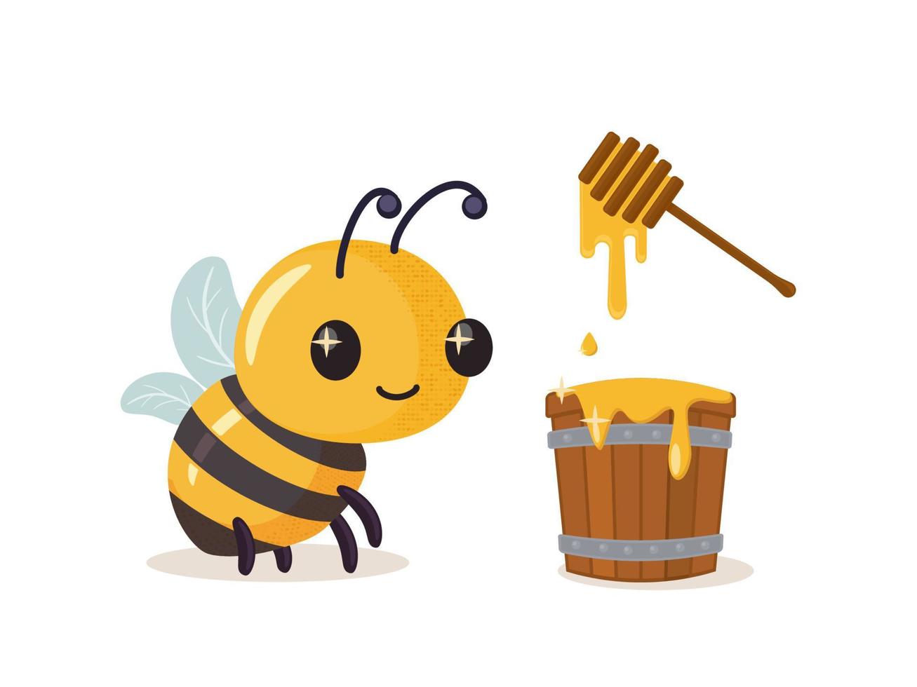 Bee Loves Honey Cartoon Bee Cute Character In Flat Style Vector Illustration 20853563 Vector