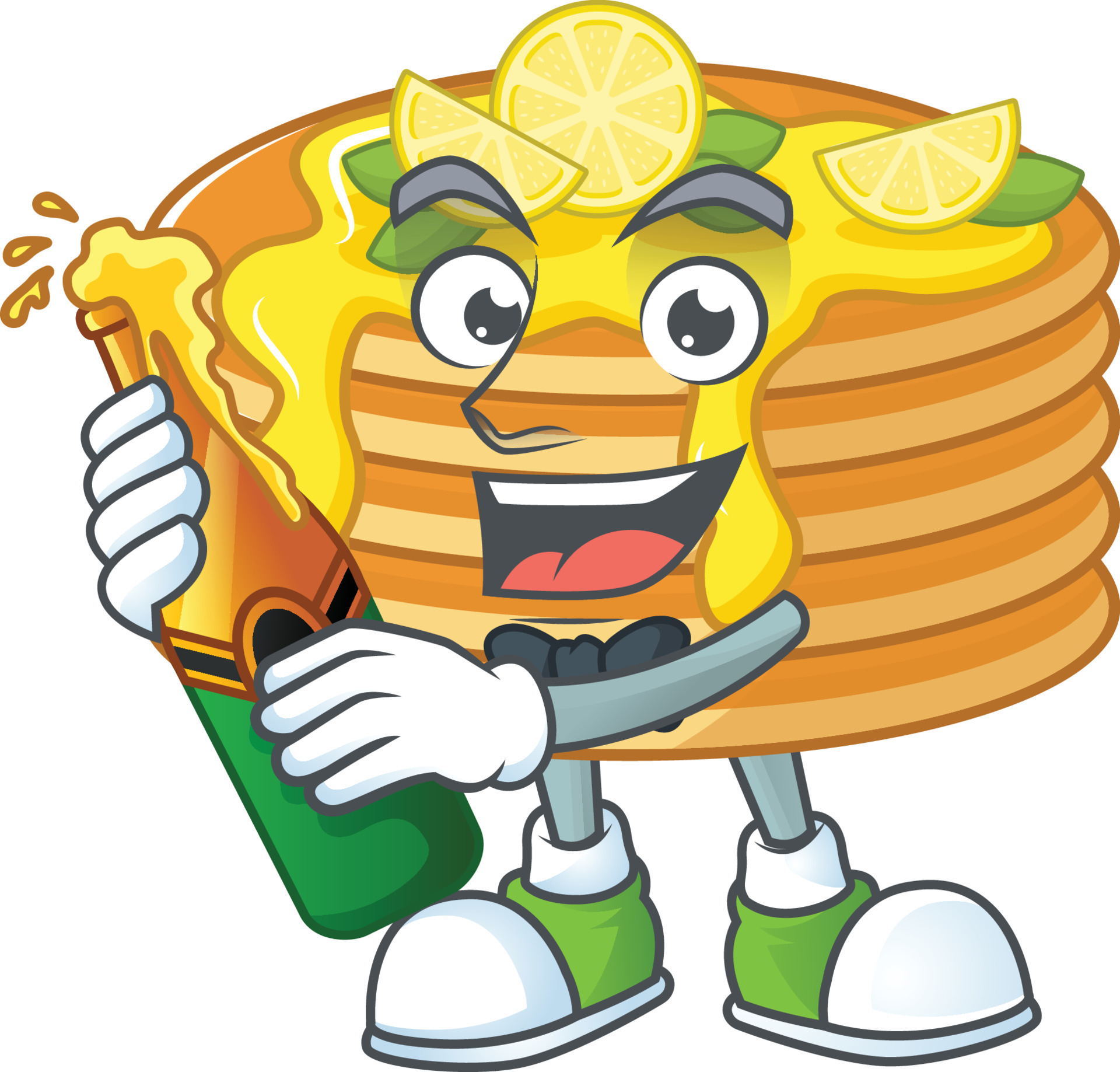 Lemon Cream Pancake Cartoon Character 20853777 Vector Art At Vecteezy